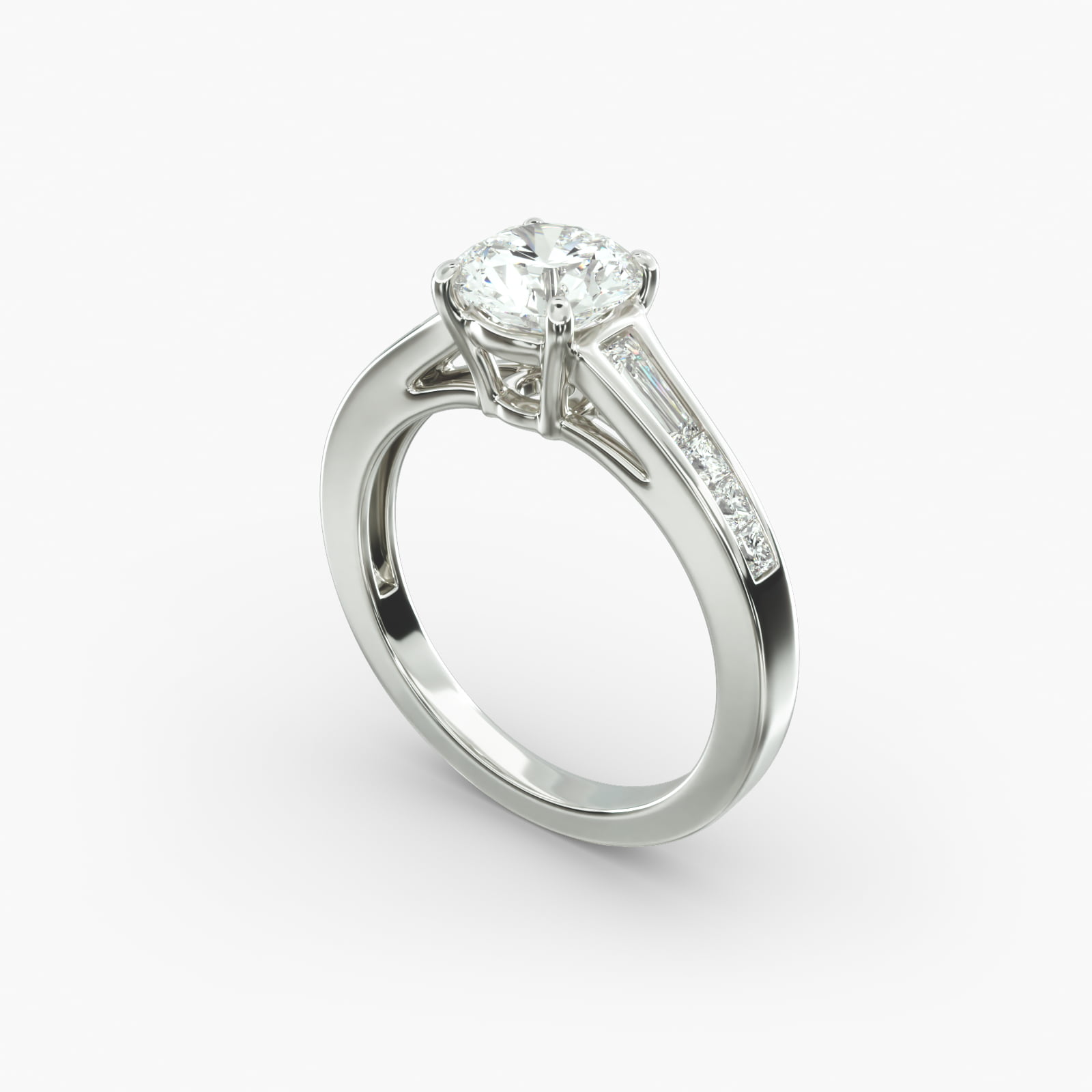Engagement Ring With Channel Set Tapered Baguette And Princess Cut ...