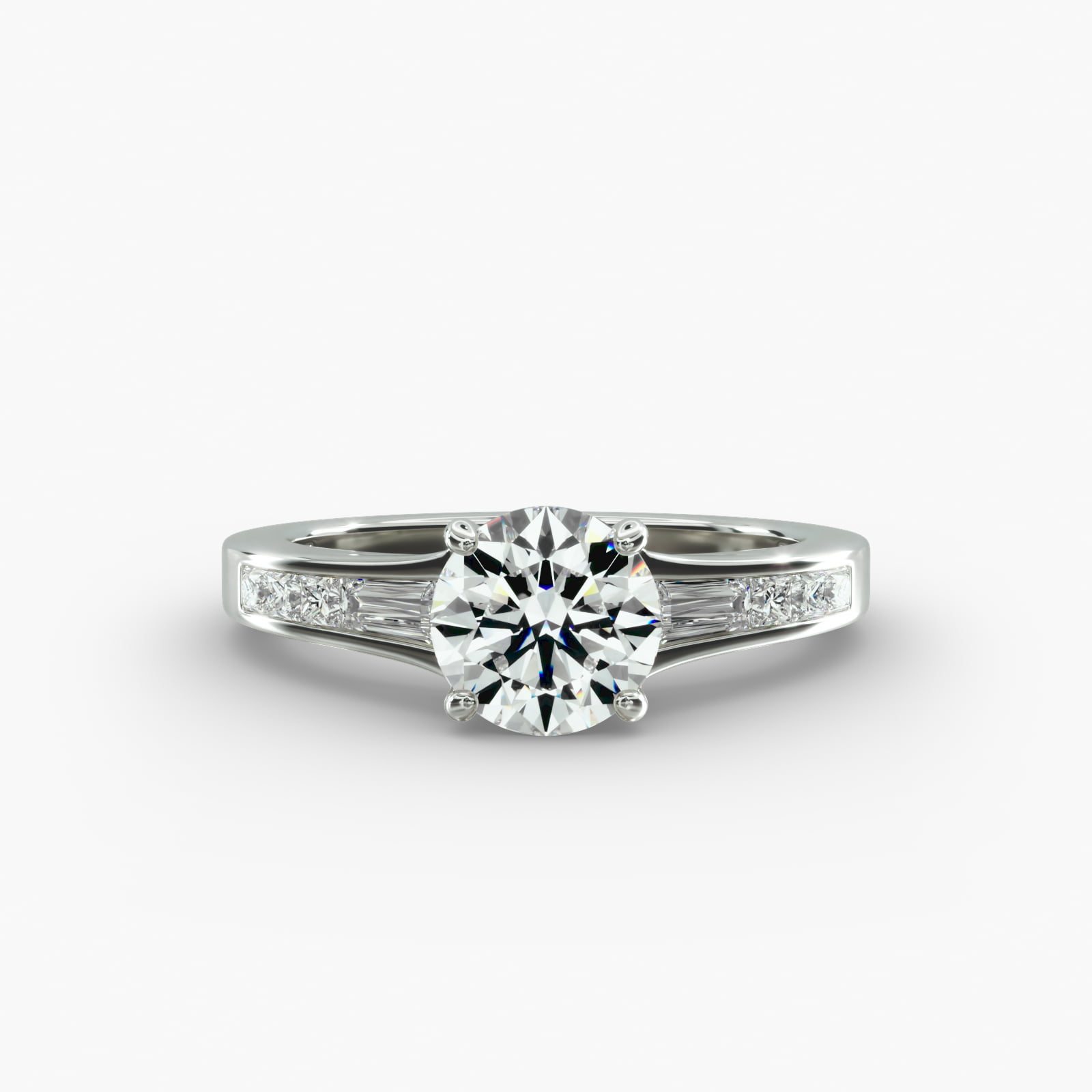 Engagement Ring With Channel Set Tapered Baguette And Princess Cut ...