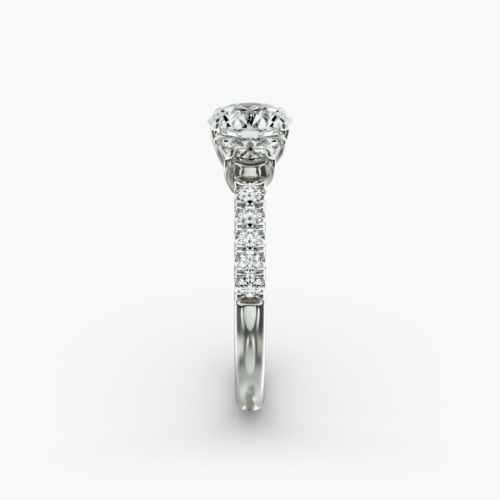 GIA 1.75 Carat F-VVS2 Excellent Cut Round Diamond Three Stone Trellis ...