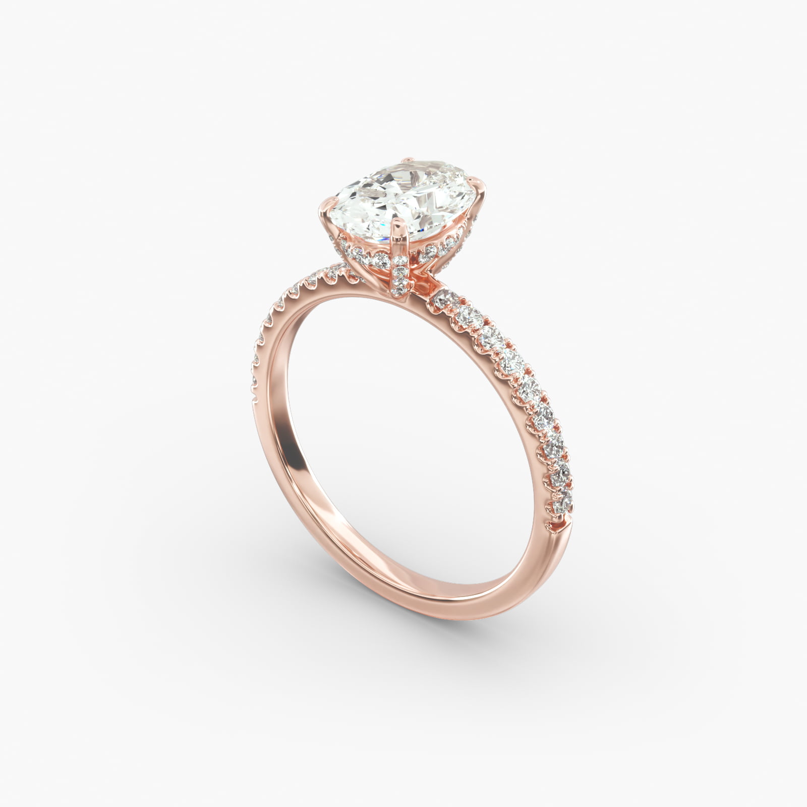 GIA 1.43 Carat D-VS1 Ideal Cut Oval Lab-Grown Diamond Petite Pavé Crown Diamond Engagement Ring ...