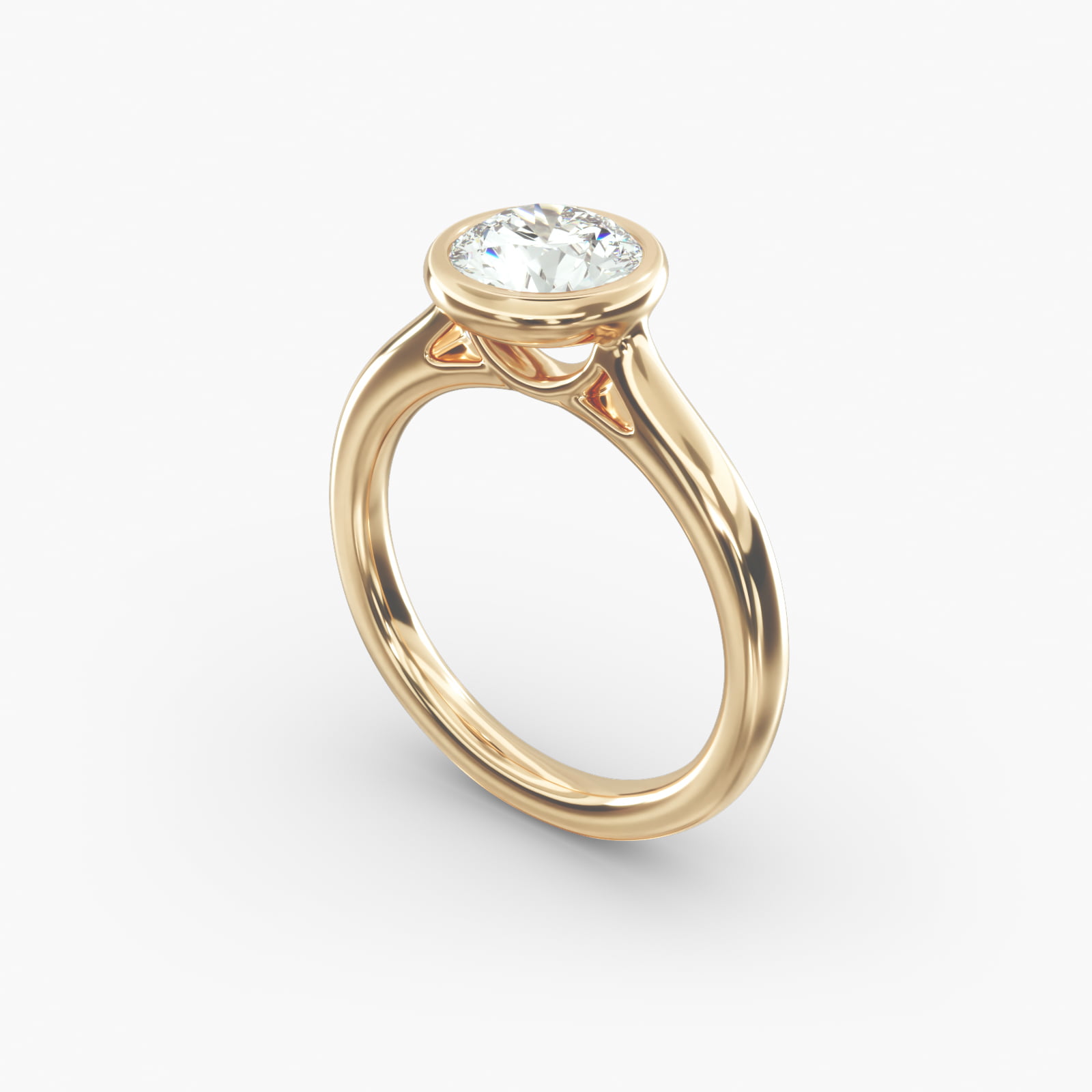 Bezel Set Solitaire Engagement Ring In 14K Yellow Gold-17541y14