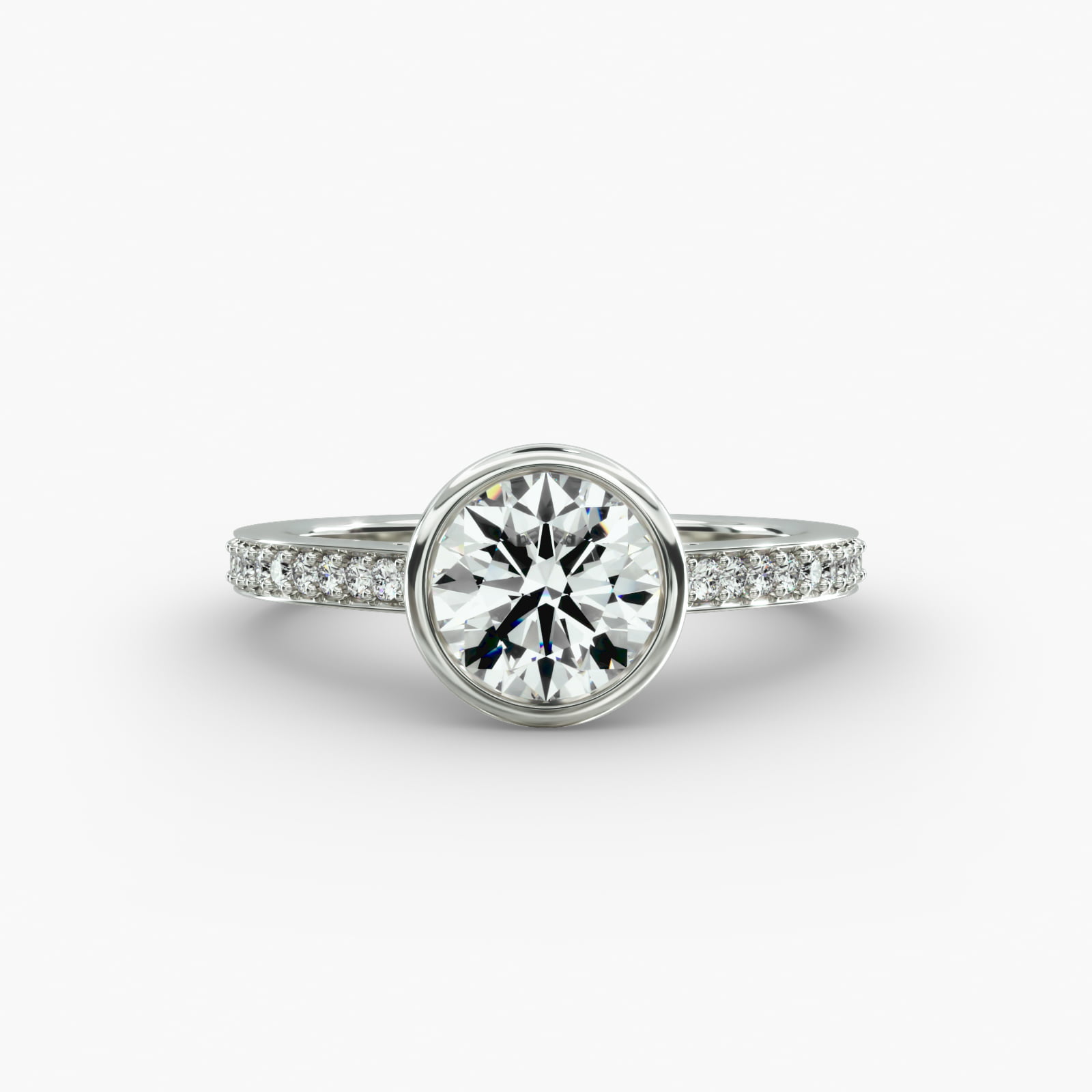 GIA 1.20 Carat D-VS1 Excellent Cut Round Diamond Bezel Set Pavé Diamond ...