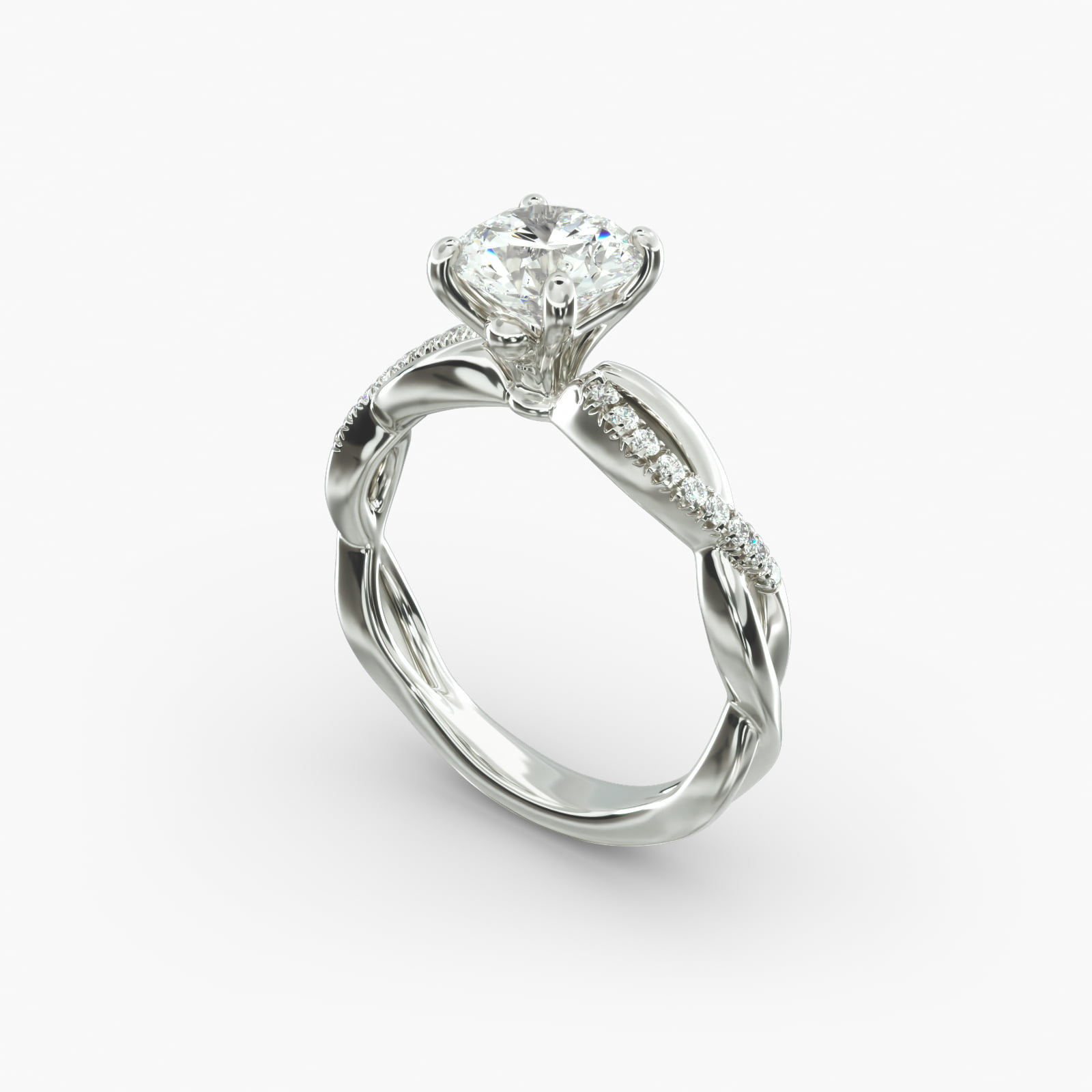 Solo Infinity Diamond Pavé Engagement Ring In 14K White Gold-17547w14