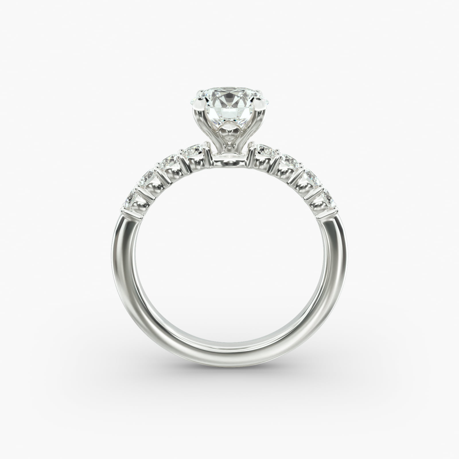 Prong Set Side Stone Diamond Engagement Ring In Platinum-17558p