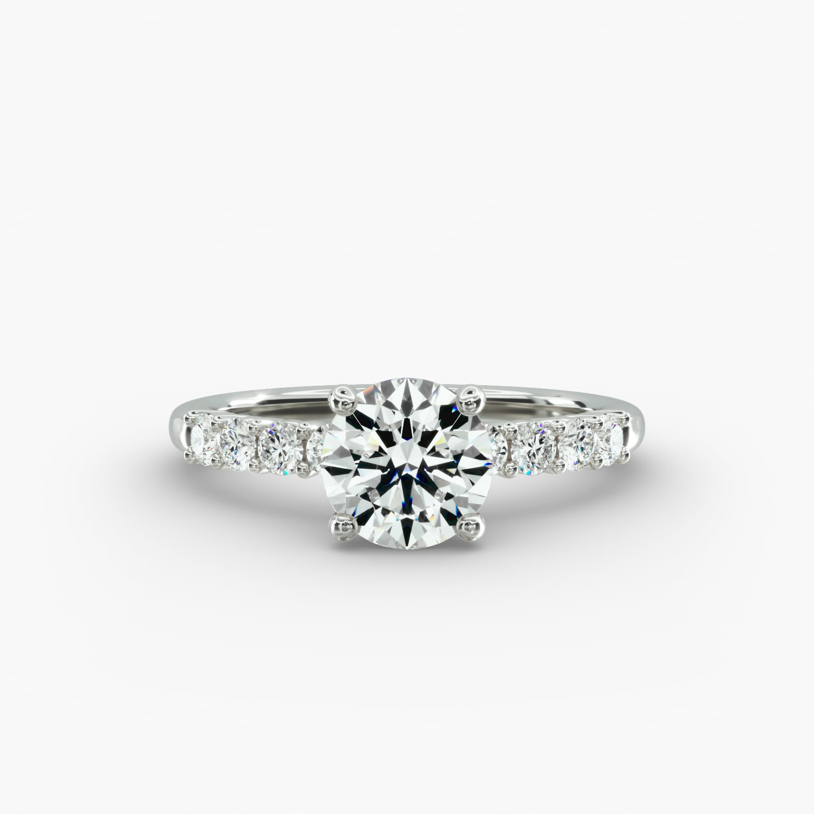 Prong Set Side Stone Diamond Engagement Ring In Platinum-17558p