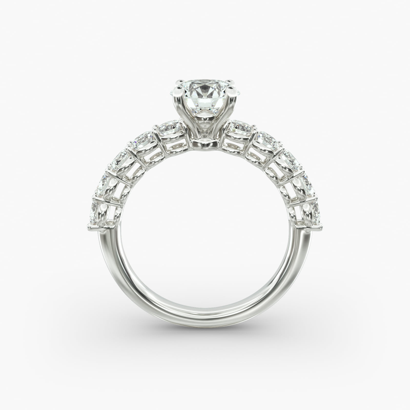 Prong Set Side Stone Diamond Engagement Ring In Platinum-17559p