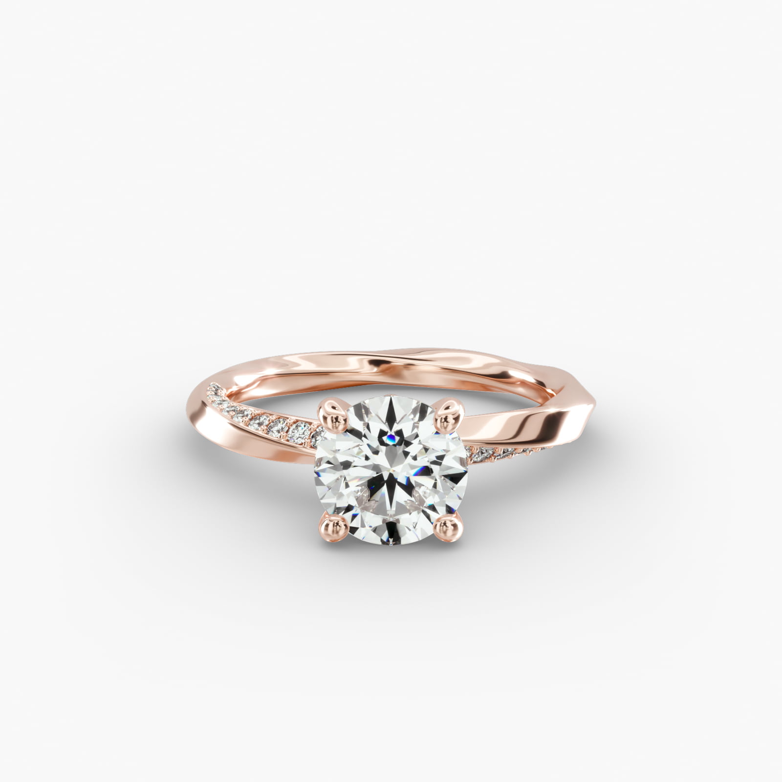 Helix Pavé Diamond Engagement Ring In 14K Rose Gold-17570r14