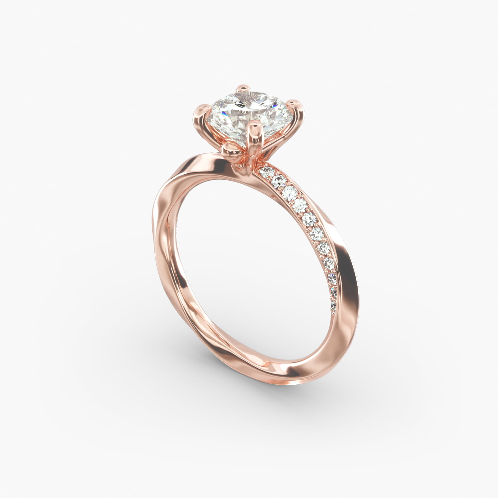 Helix Pavé Diamond Engagement Ring In 14K Rose Gold-17570r14