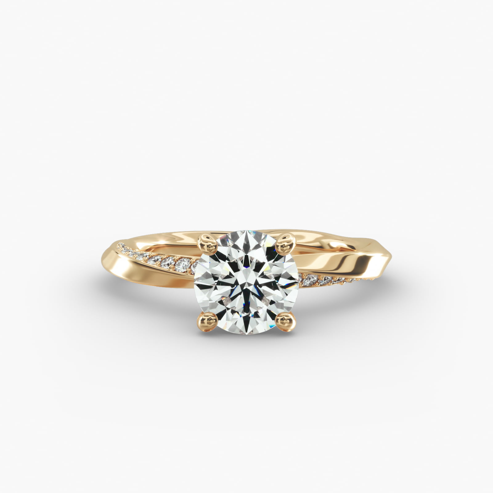 Helix Pavé Diamond Engagement Ring In 14K Yellow Gold-17570y14