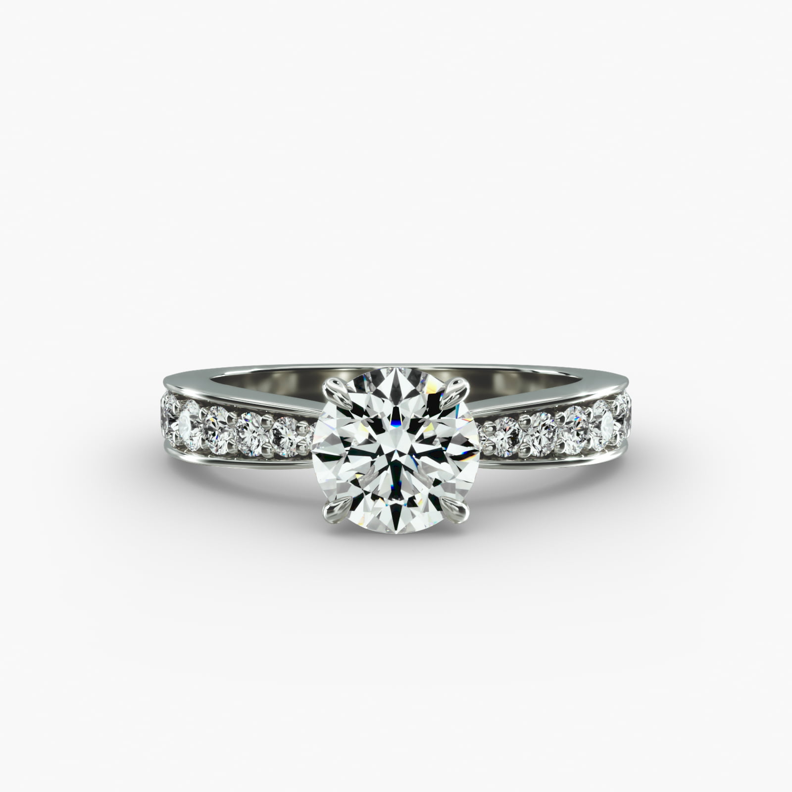 Perfect Pavé Diamond Engagement Ring In Platinum-17629p