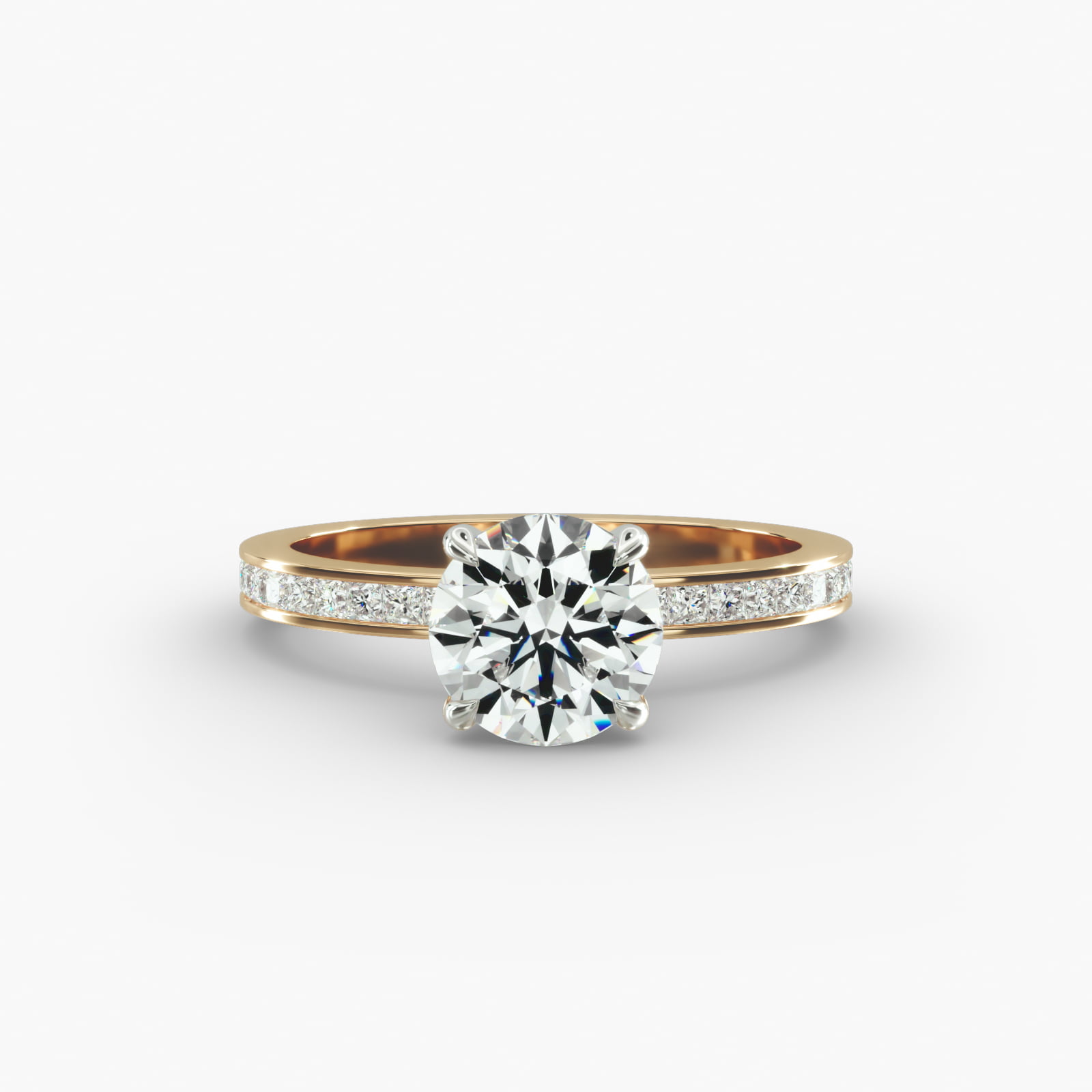 Engagement Ring With Channel Set Princess Cut Diamonds In 14K Yellow ...