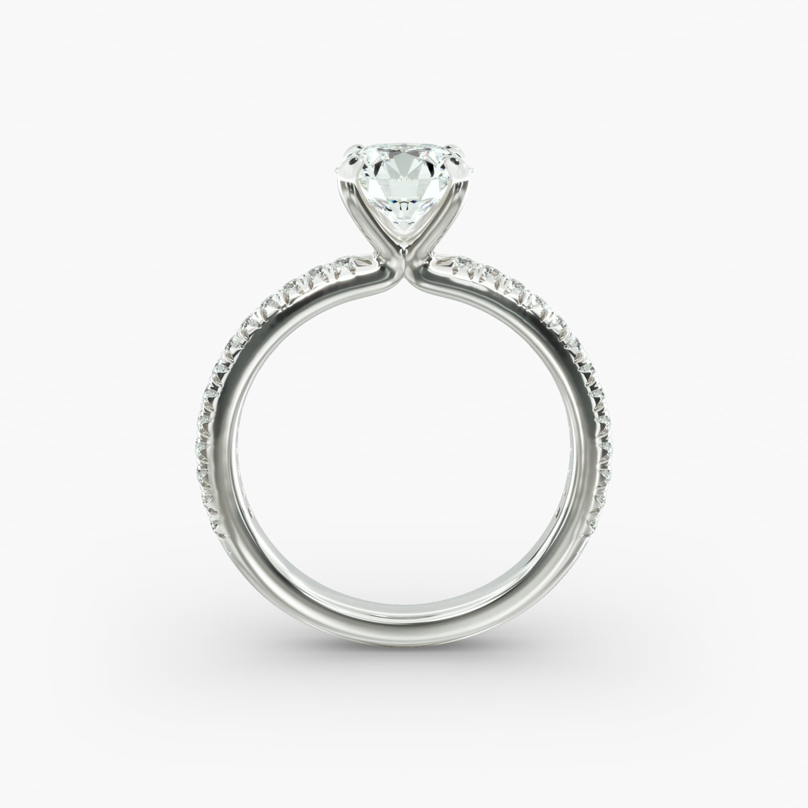Pavé Contour Diamond Engagement Ring In 14K White Gold-17711w14