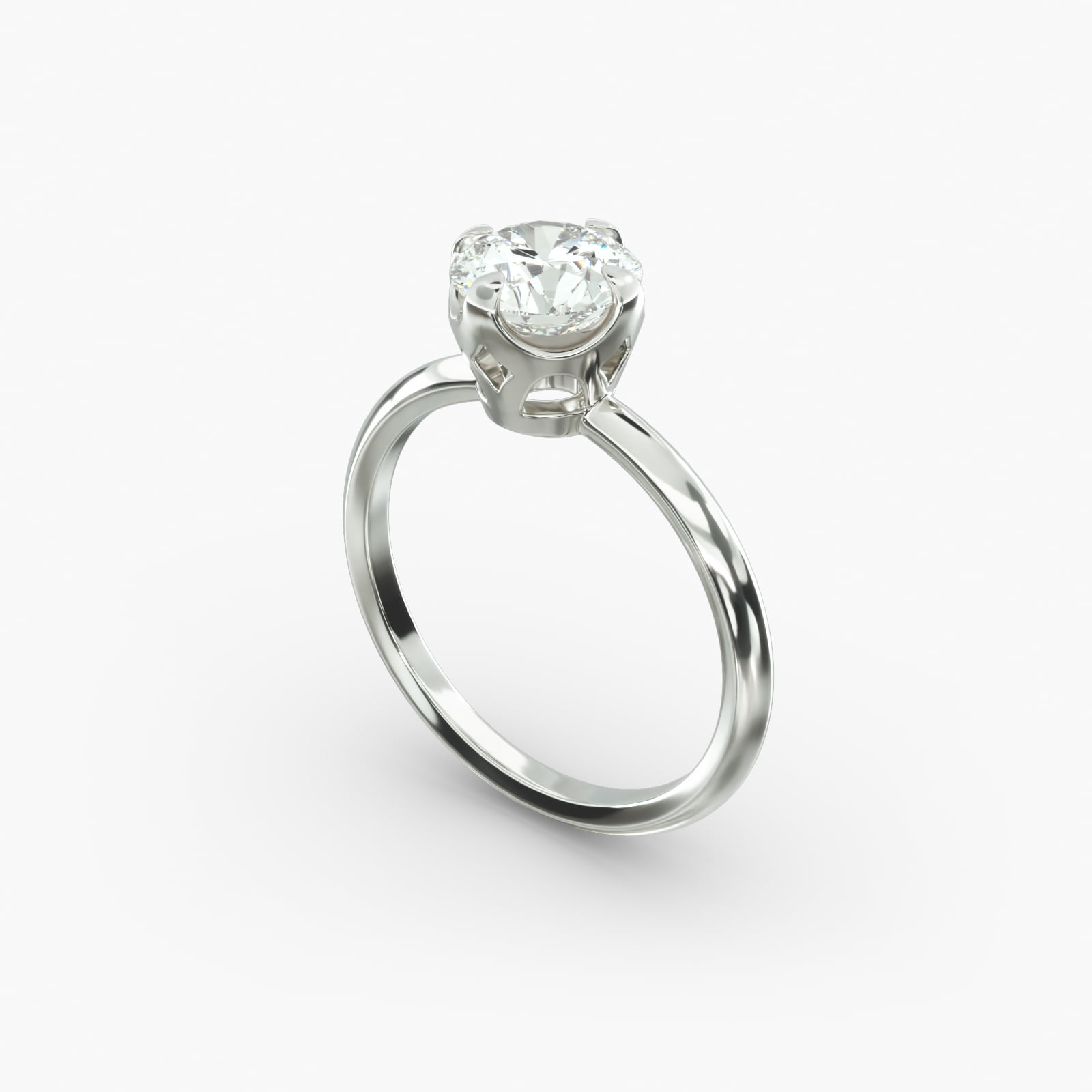 Compass Point Solitaire Engagement Ring In 14K White Gold-17712w14