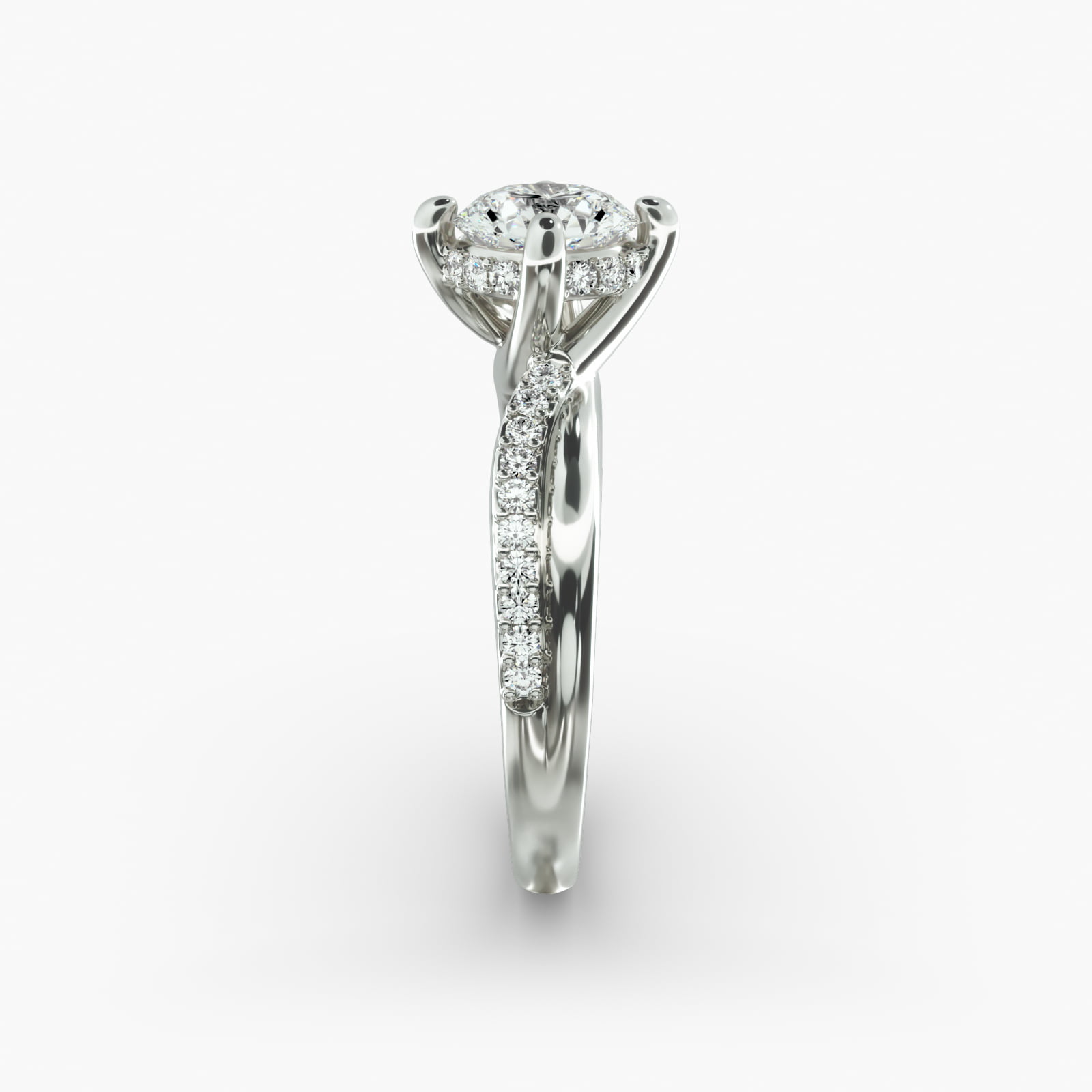 Twisted Pavé Kite-Set Diamond Engagement Ring In Platinum-17833p