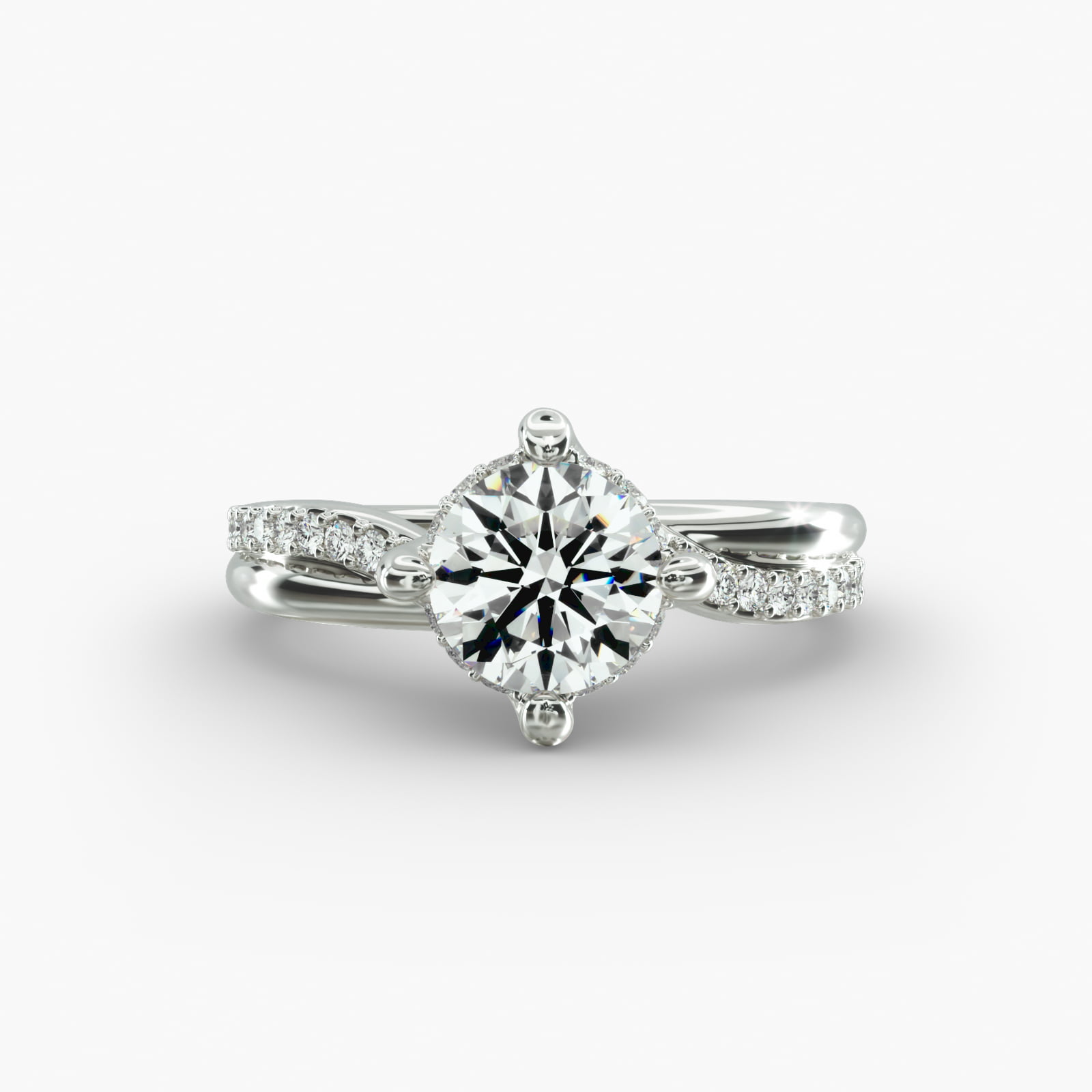 Twisted Pavé Kite-Set Diamond Engagement Ring In Platinum-17833p