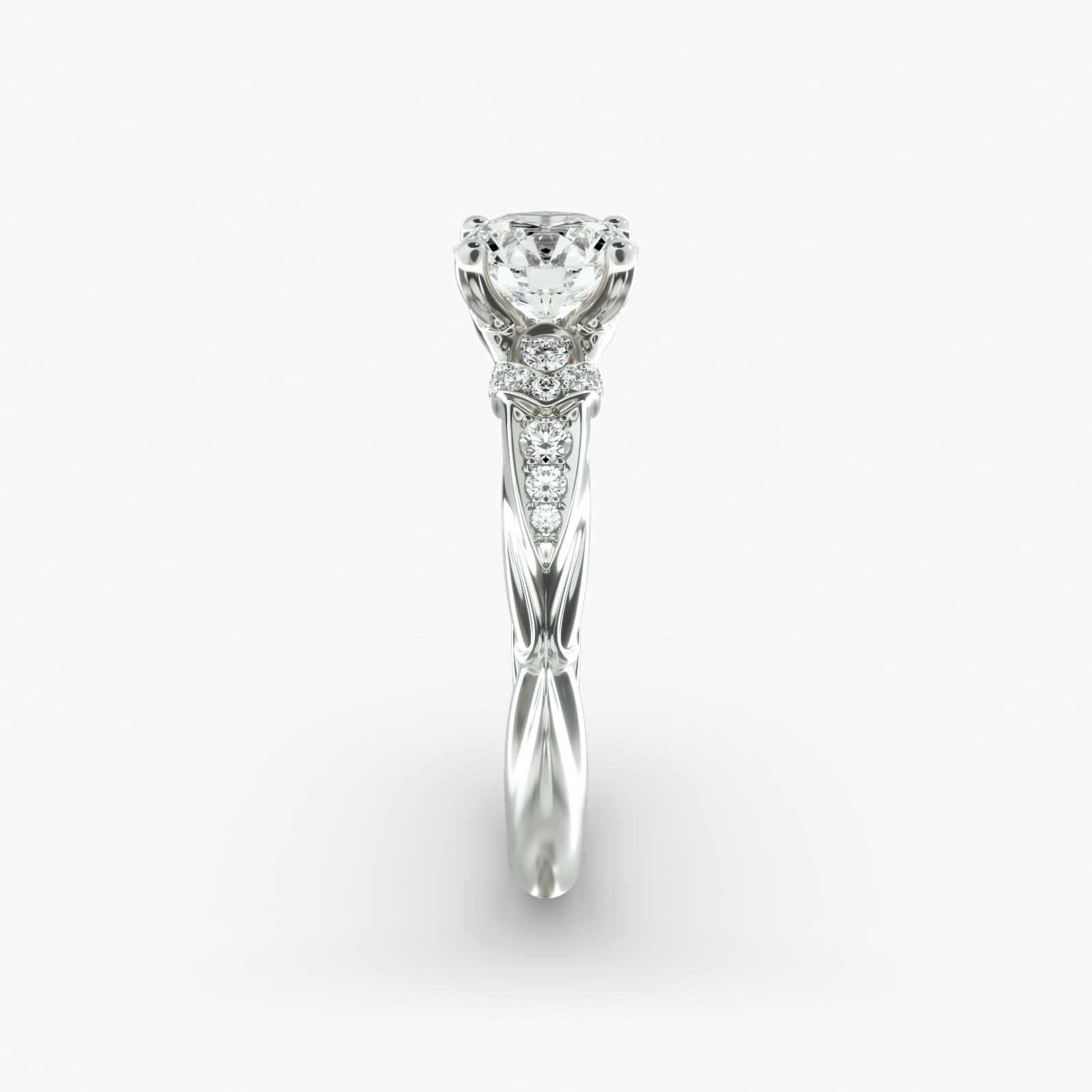Graduated Pavé Diamond Engagement Ring In 14K White Gold-17861w14