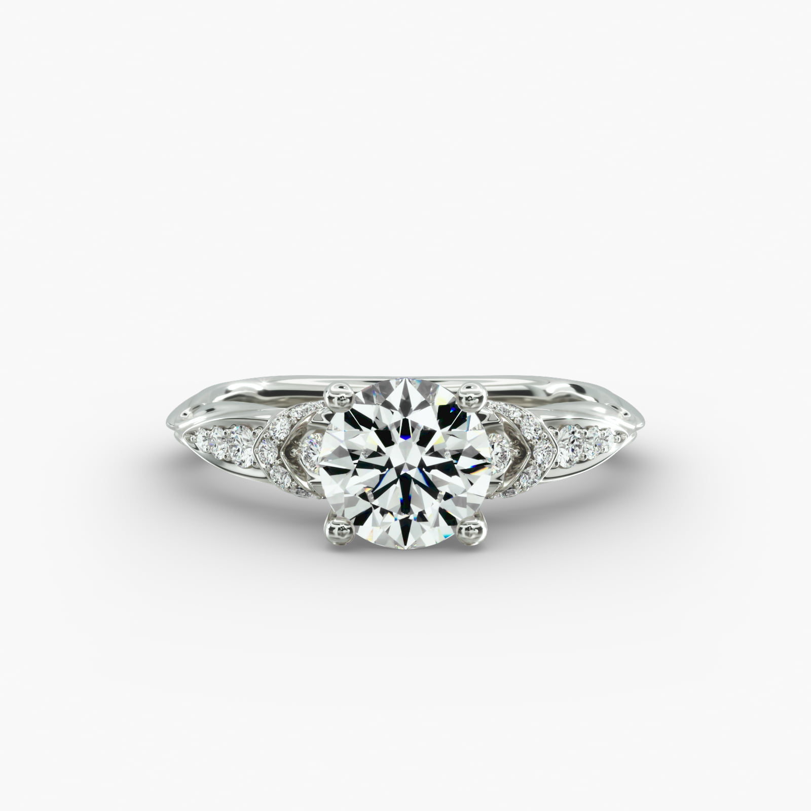 Graduated Pavé Diamond Engagement Ring In 14K White Gold-17861w14