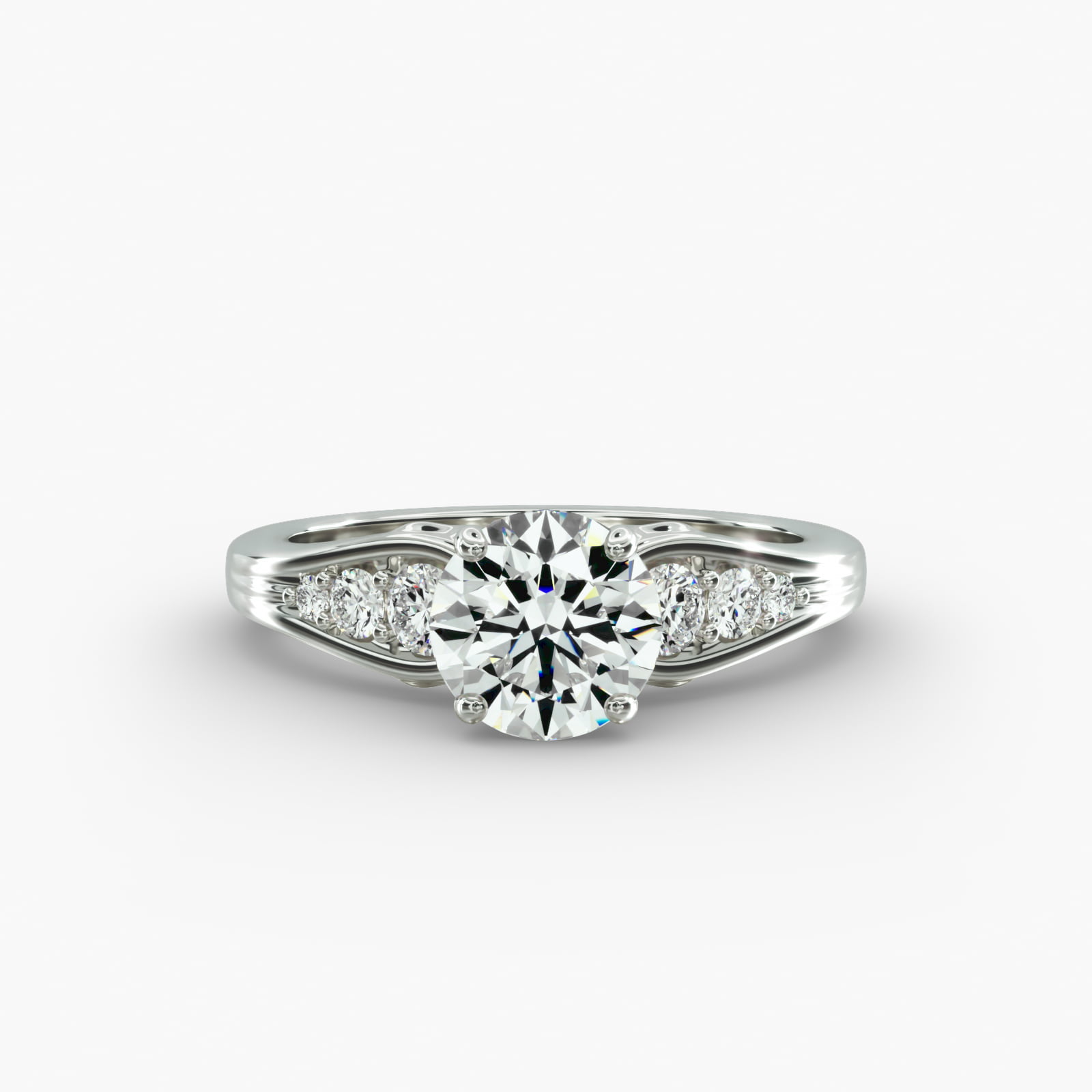 Graduated Pavé Swirl Side Stone Diamond Engagement Ring In Platinum-17871p