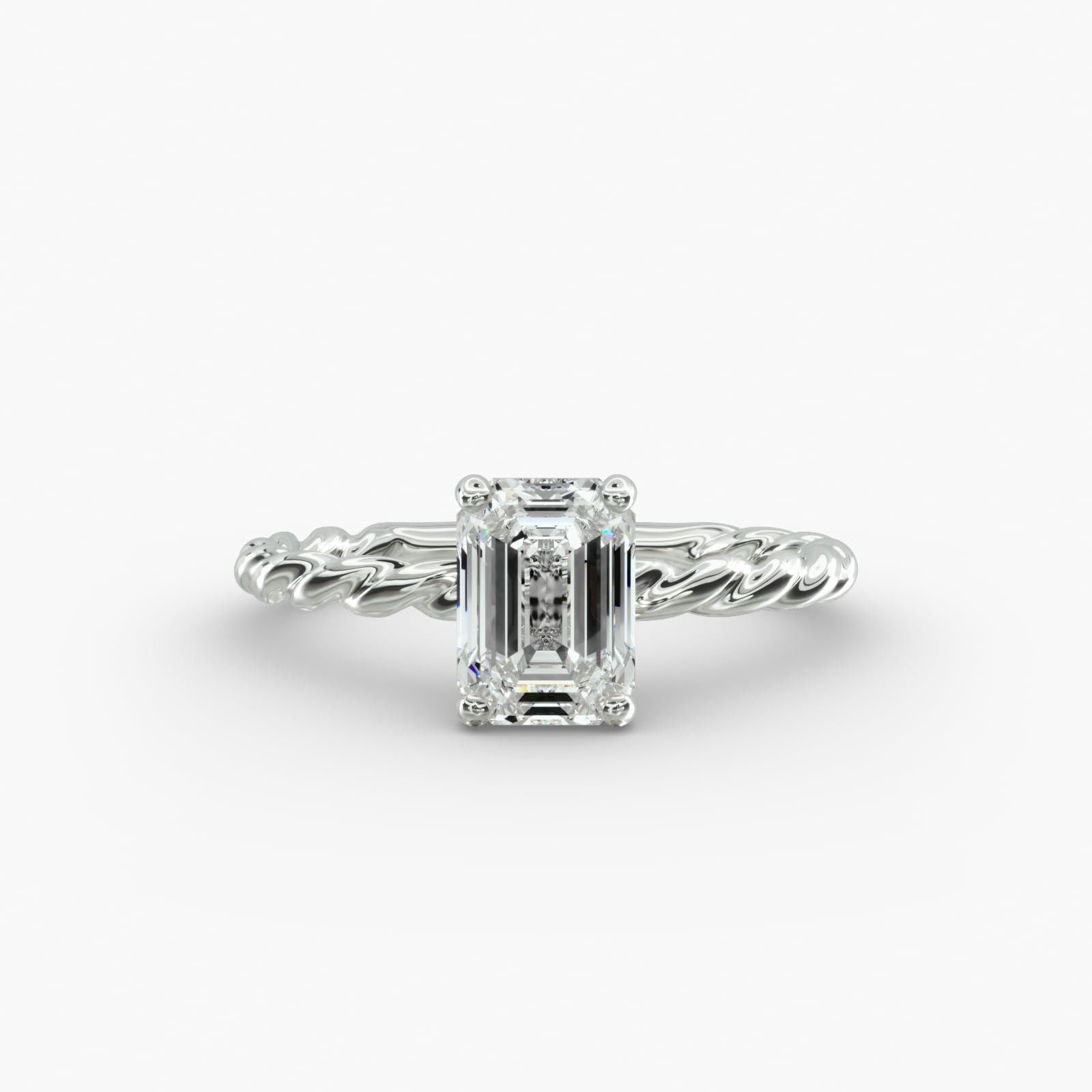 1.59 Carat Emerald Natural Blue Sapphire Cable Solitaire Engagement ...