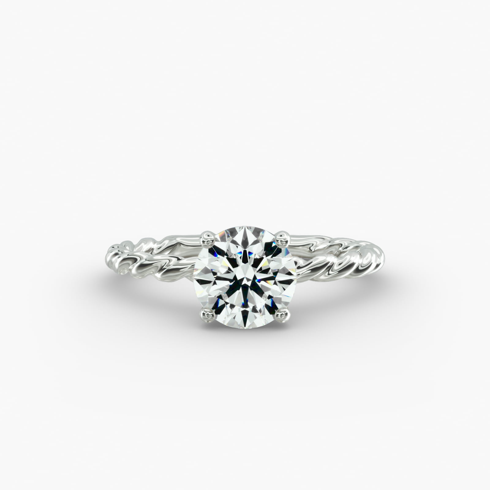Cable Solitaire Engagement Ring In Platinum-17970p