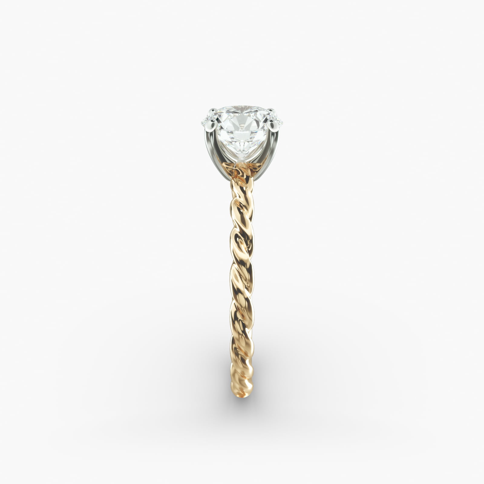 Cable Solitaire Engagement Ring In 14K Yellow Gold-17970y14