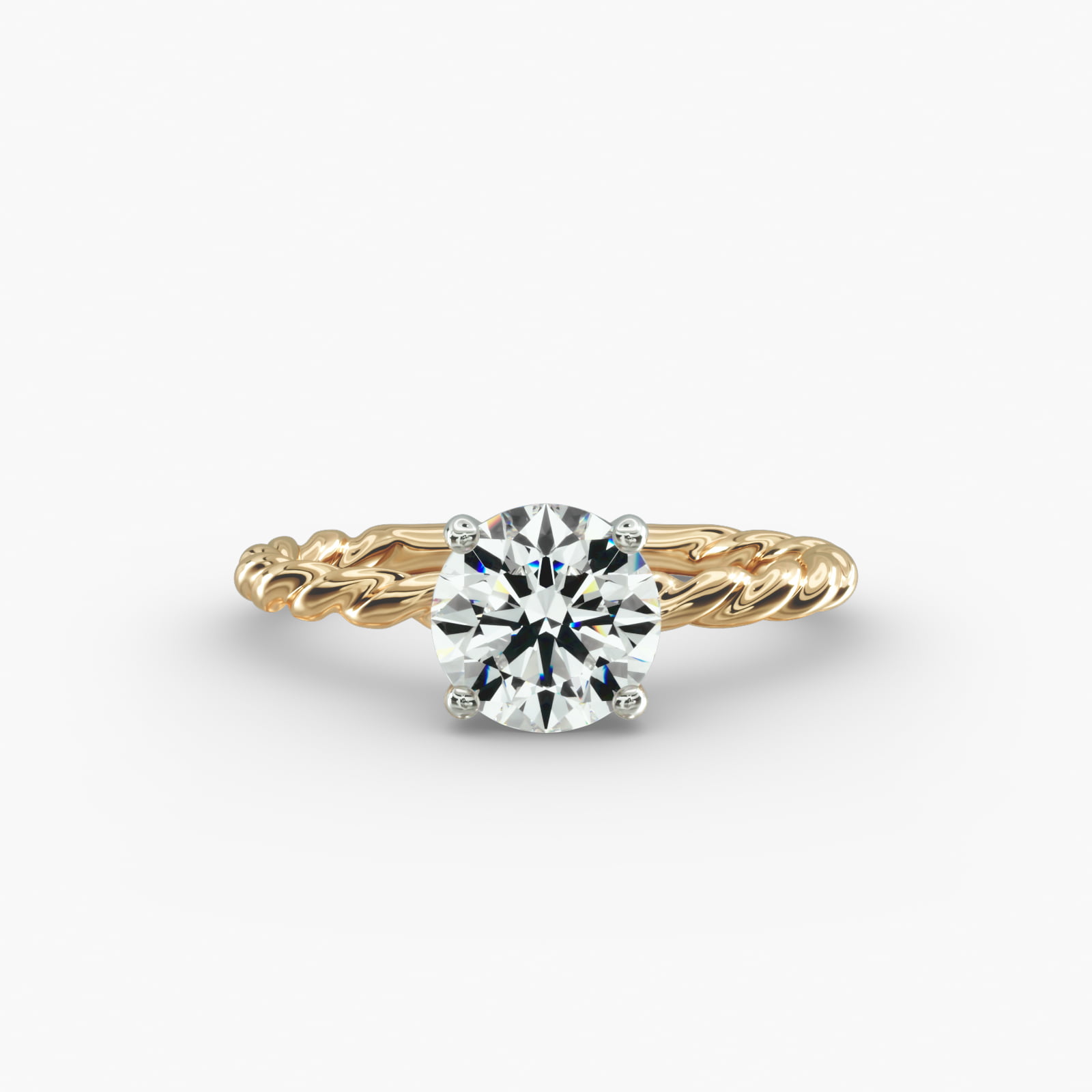 Cable Solitaire Engagement Ring In 14K Yellow Gold-17970y14