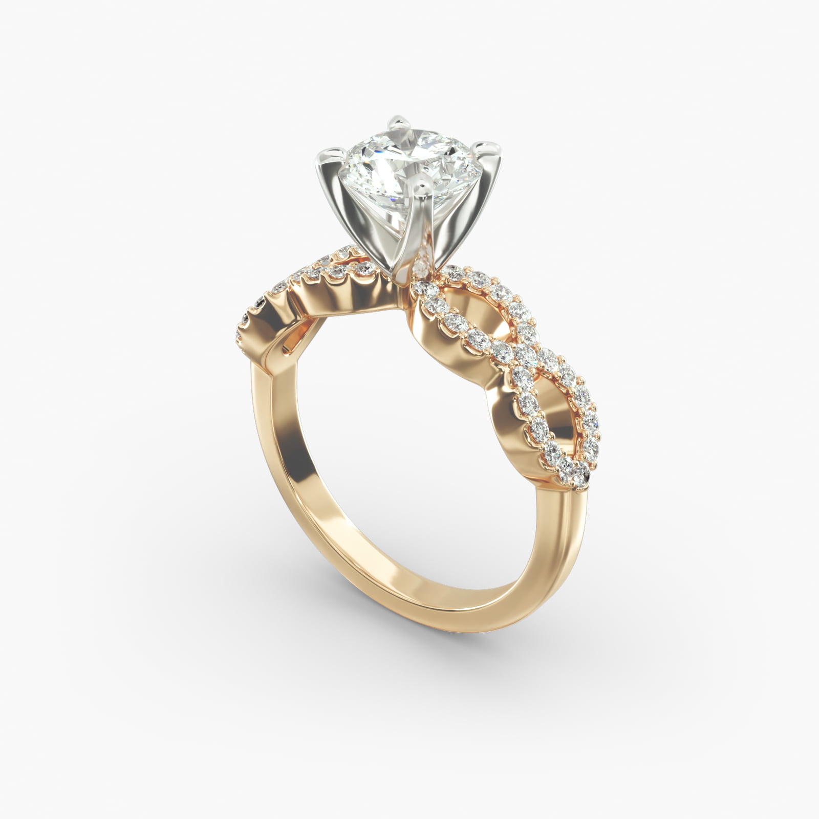 18K Yellow Gold Pavé Infinity Diamond Engagement Ring-17972y
