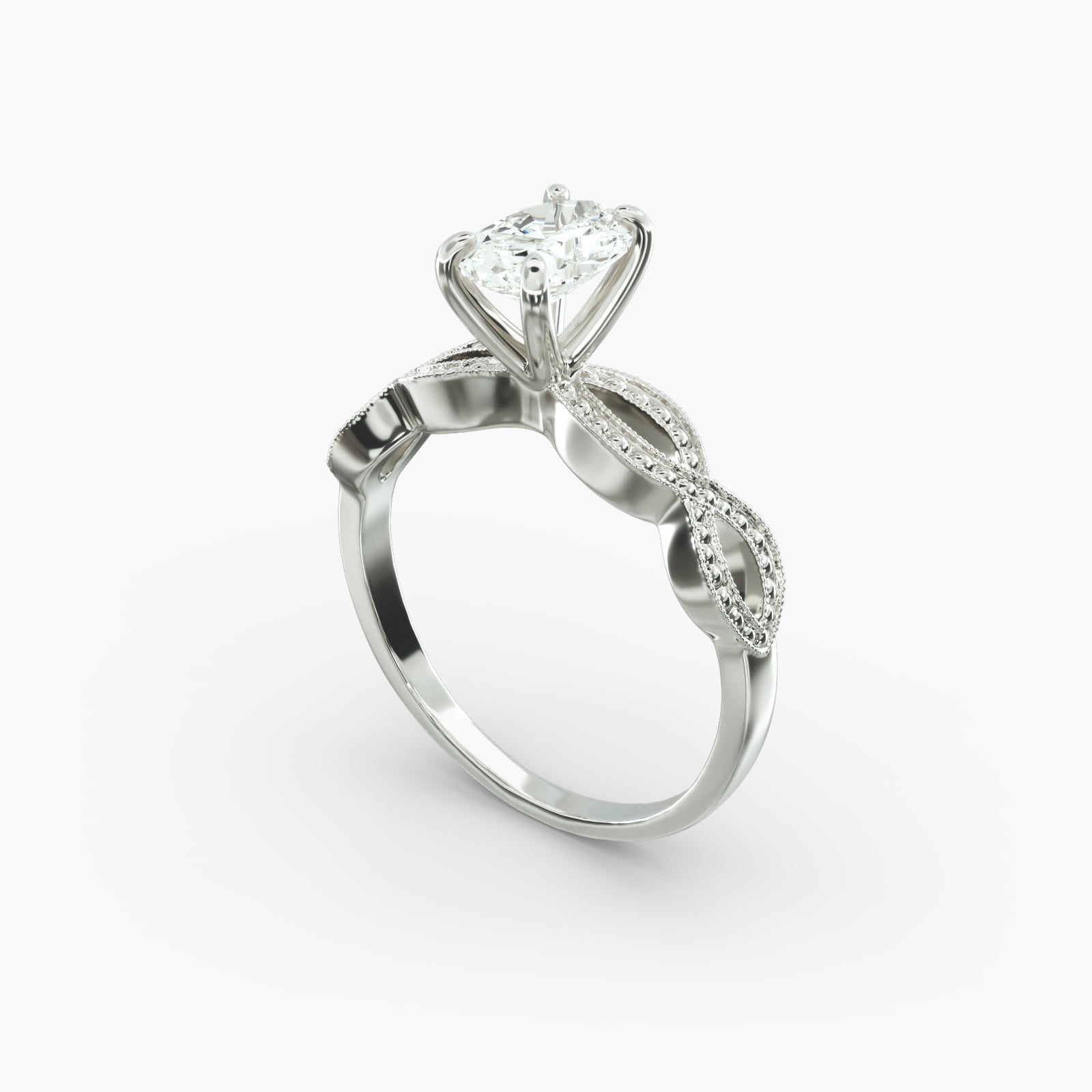 GIA 0.76 Carat K-SI2 Good Cut Oval Diamond Vintage Infinity Engagement Ring