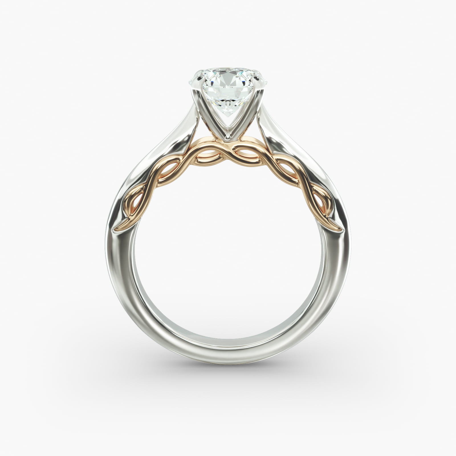 18K Gold Two-Tone 2.0mm Comfort Fit Infinity Pattern Solitaire ...