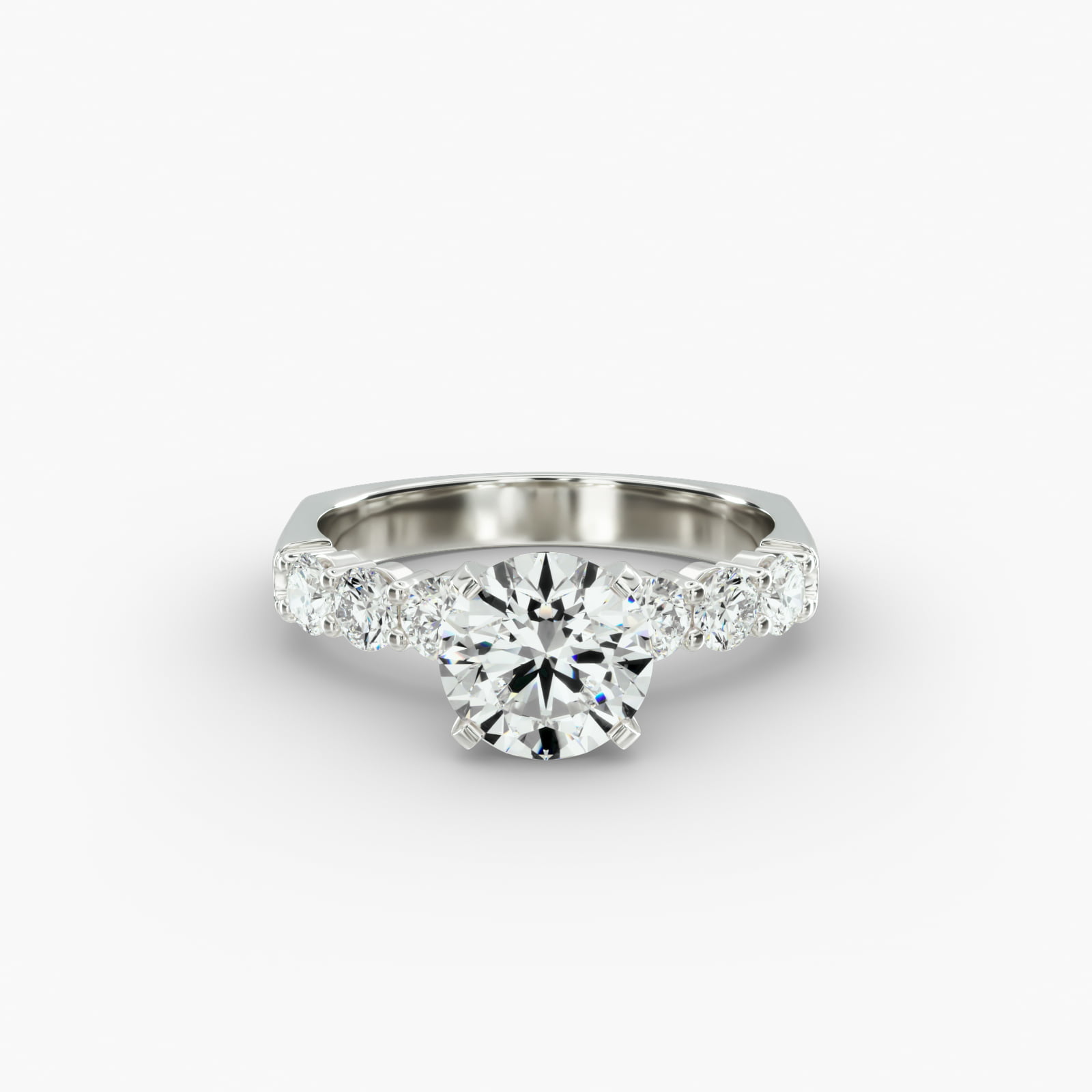 Perfect Fit Side Stone Diamond Common Prong Engagement Ring In Platinum ...