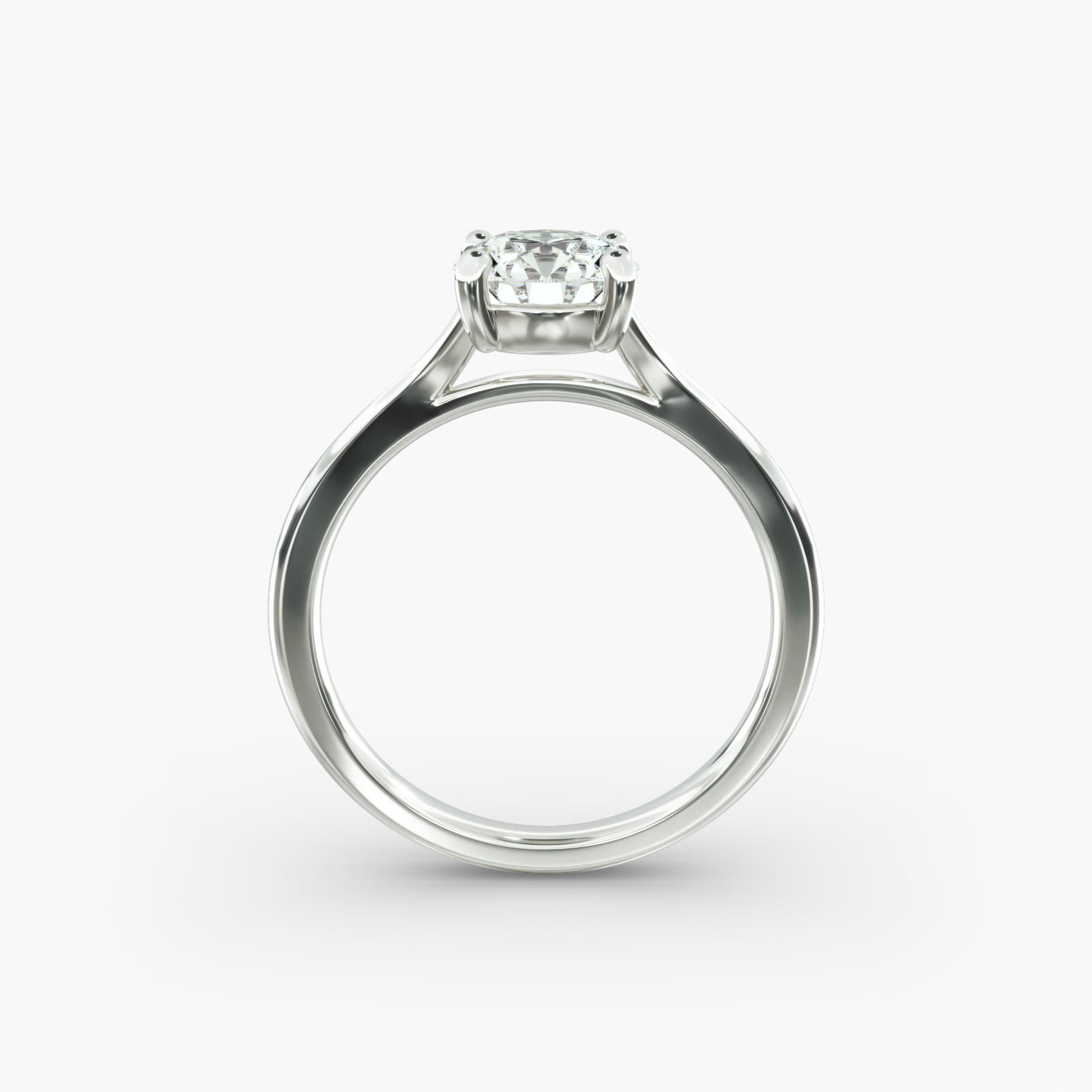 Classic Split Shank Solitaire Engagement Ring In 18K White Gold-18010w