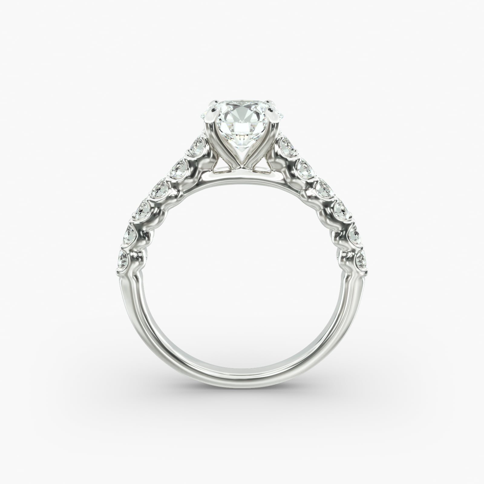 Twelve Stone Cathedral Contour Side Stone Diamond Shared Prong ...