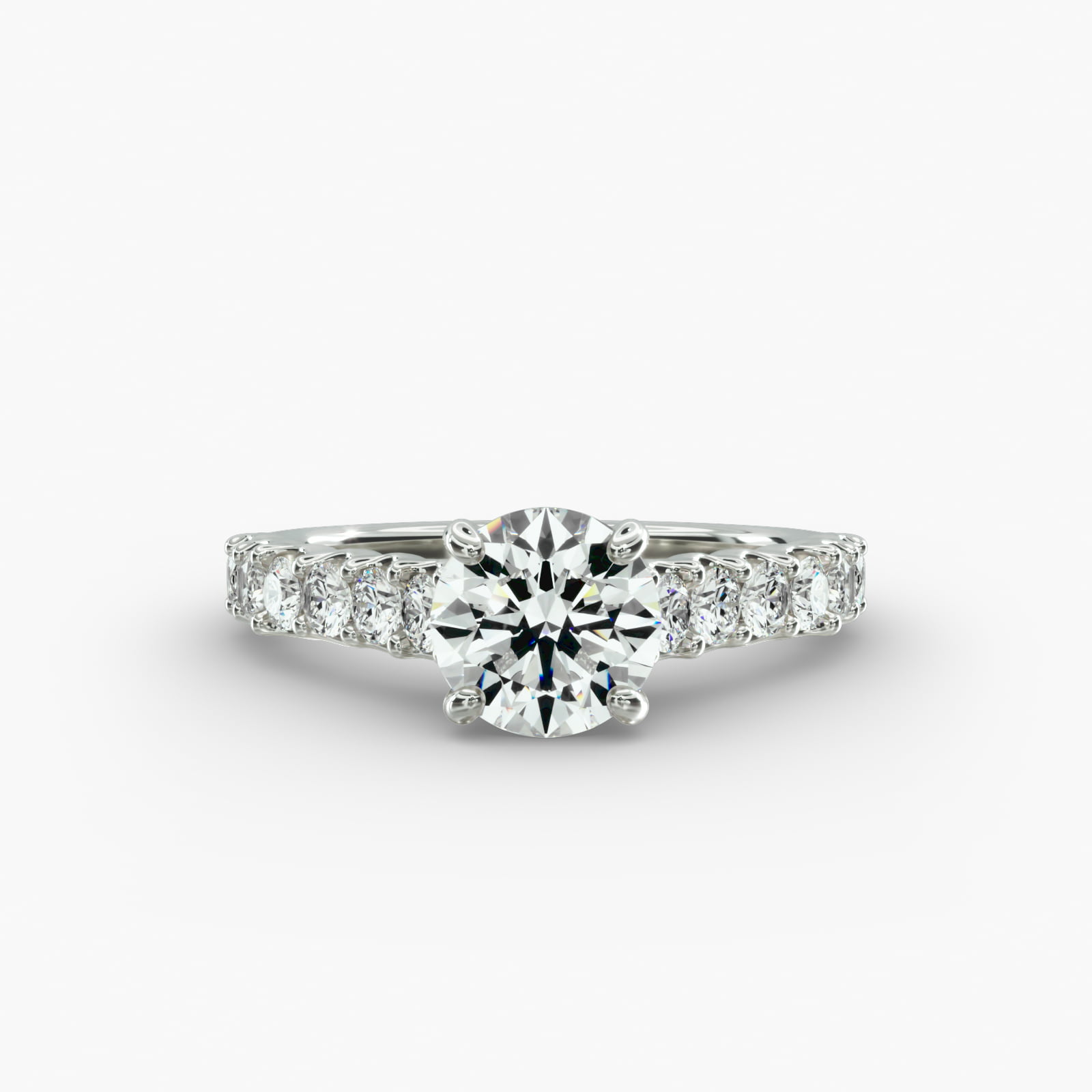 Twelve Stone Cathedral Contour Side Stone Diamond Shared Prong ...