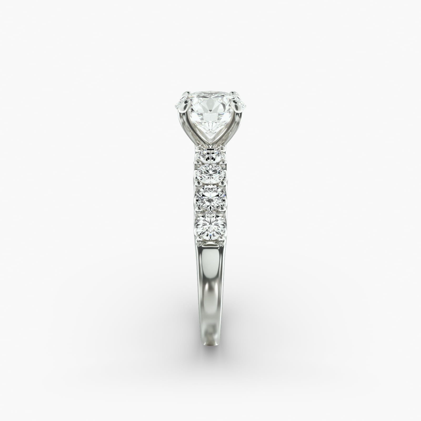 Eight Stone Contour Side Stone Diamond Shared Prong Engagement Ring In ...