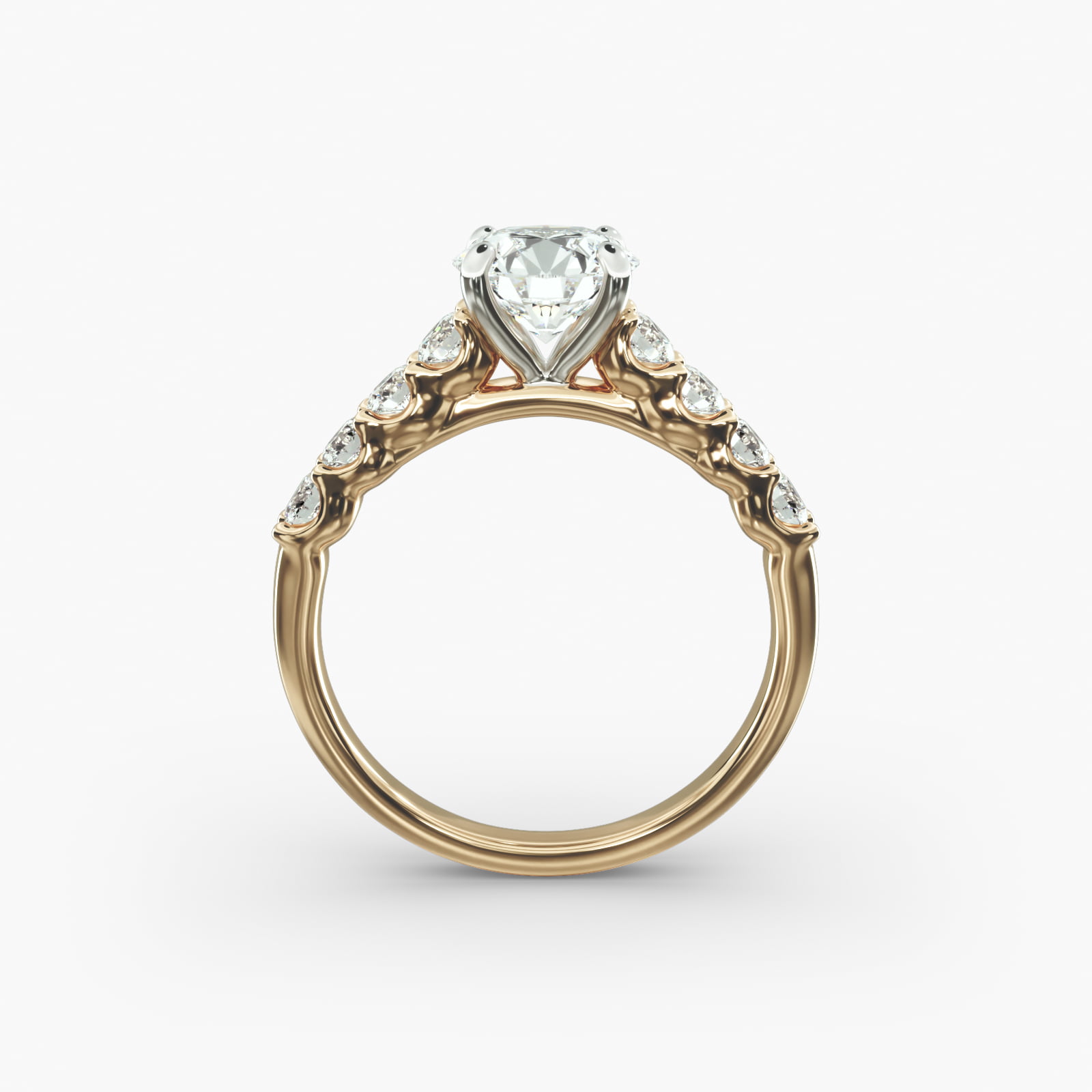 Eight Stone Cathedral Contour Side Stone Diamond Shared Prong ...