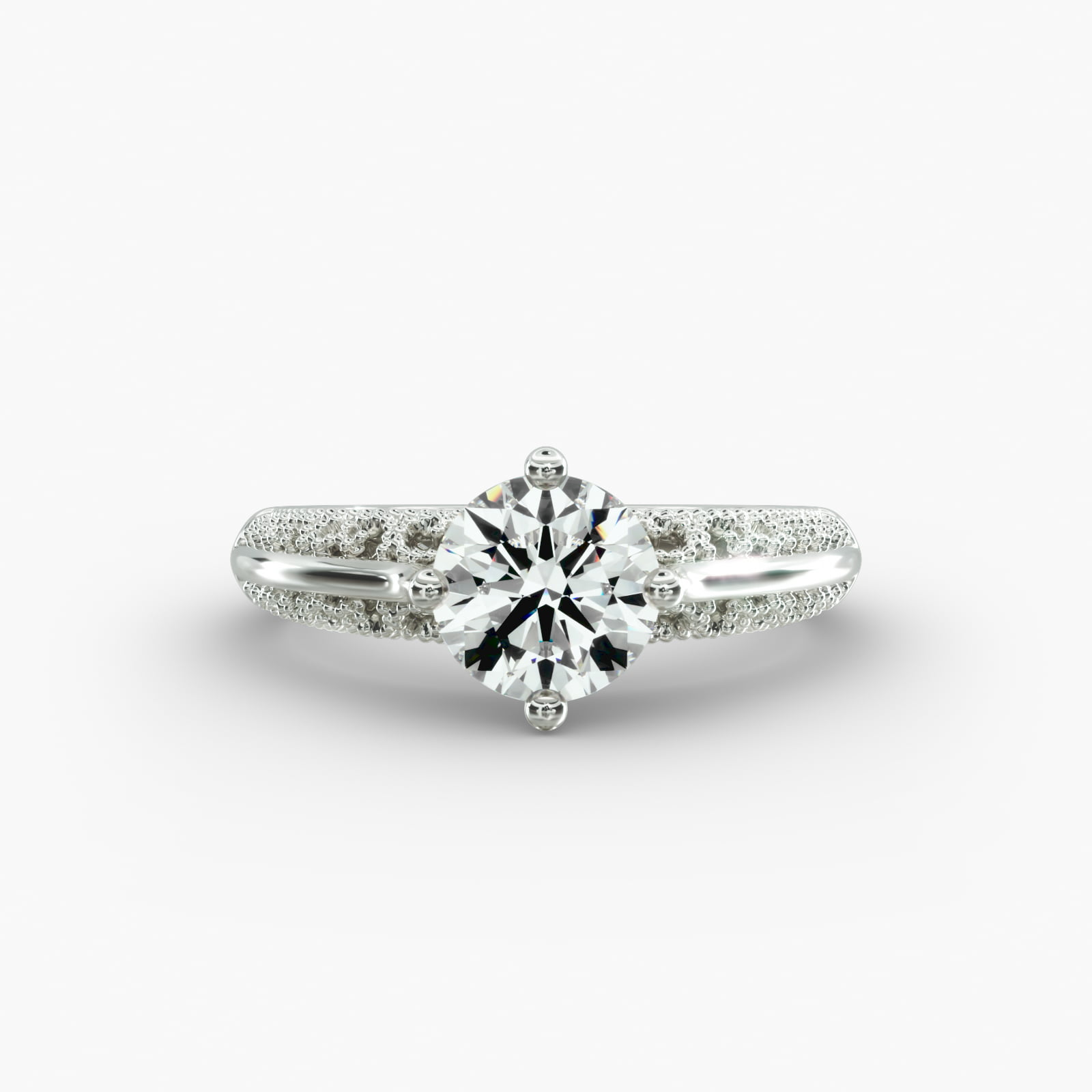 Beaded Filigree Cathedral Kite-Set Vintage-Style Engagement Ring In 14K ...
