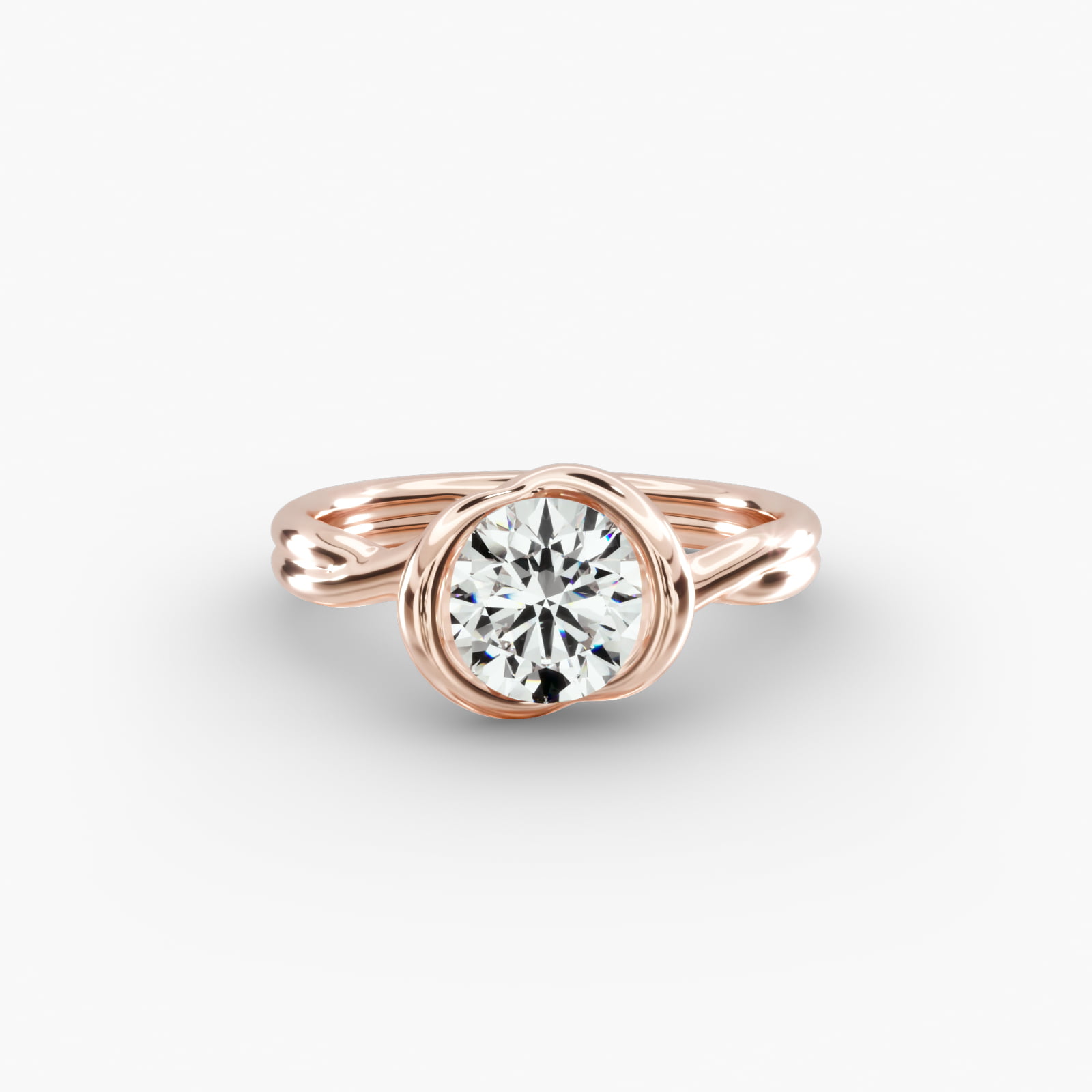 Half Bezel Knot Solitaire Engagement Ring In 14K Rose Gold-18069r14