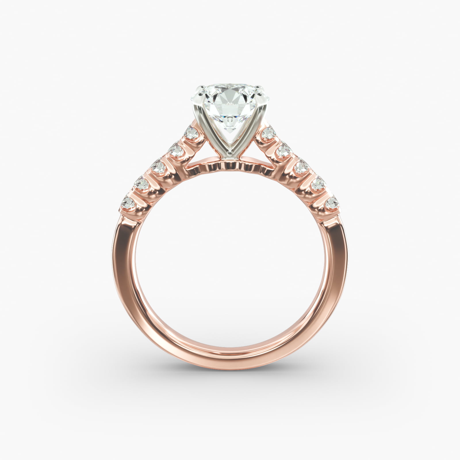 Fishtail Diamond Pavé Engagement Ring In 14K Rose Gold-18078r14