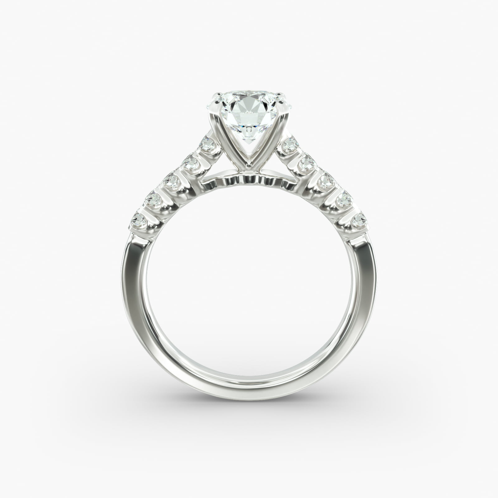 Fishtail Diamond Pavé Engagement Ring In 14K White Gold-18078w14