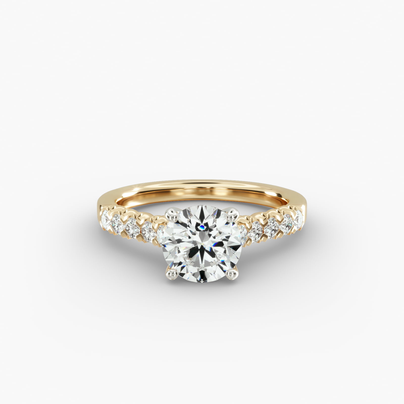 Fishtail Diamond Pavé Engagement Ring In 18K Yellow Gold-18078y