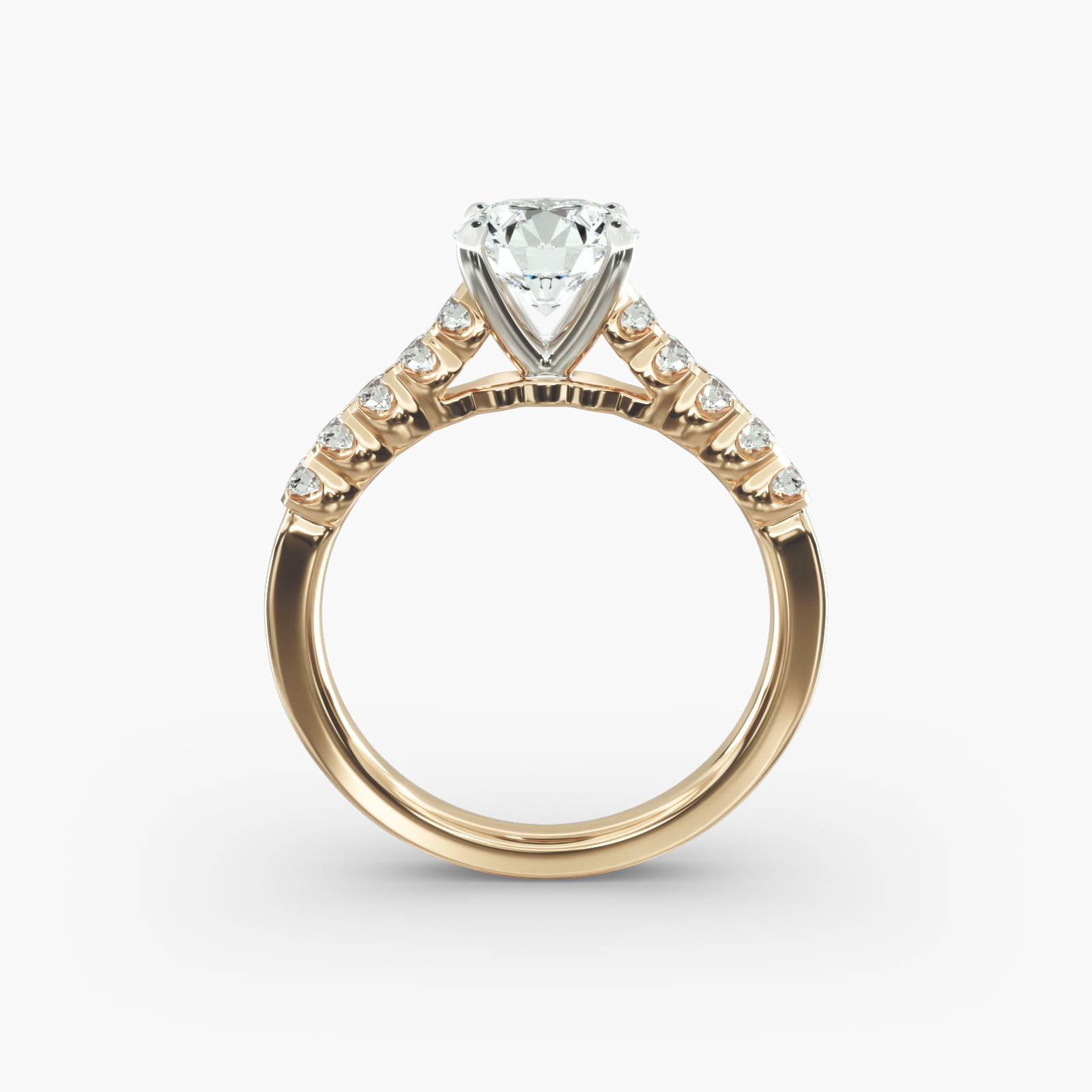 Fishtail Diamond Pavé Engagement Ring In 18K Yellow Gold-18078y