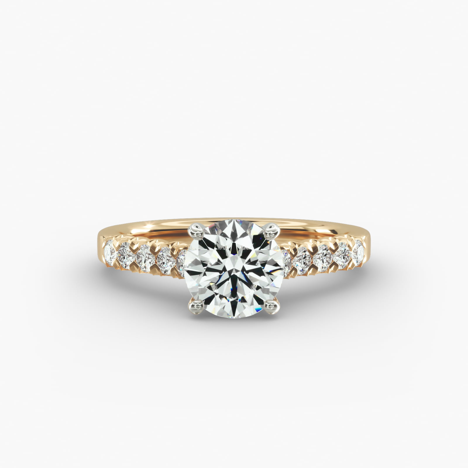 Fishtail Diamond Pavé Engagement Ring In 18K Yellow Gold-18078y