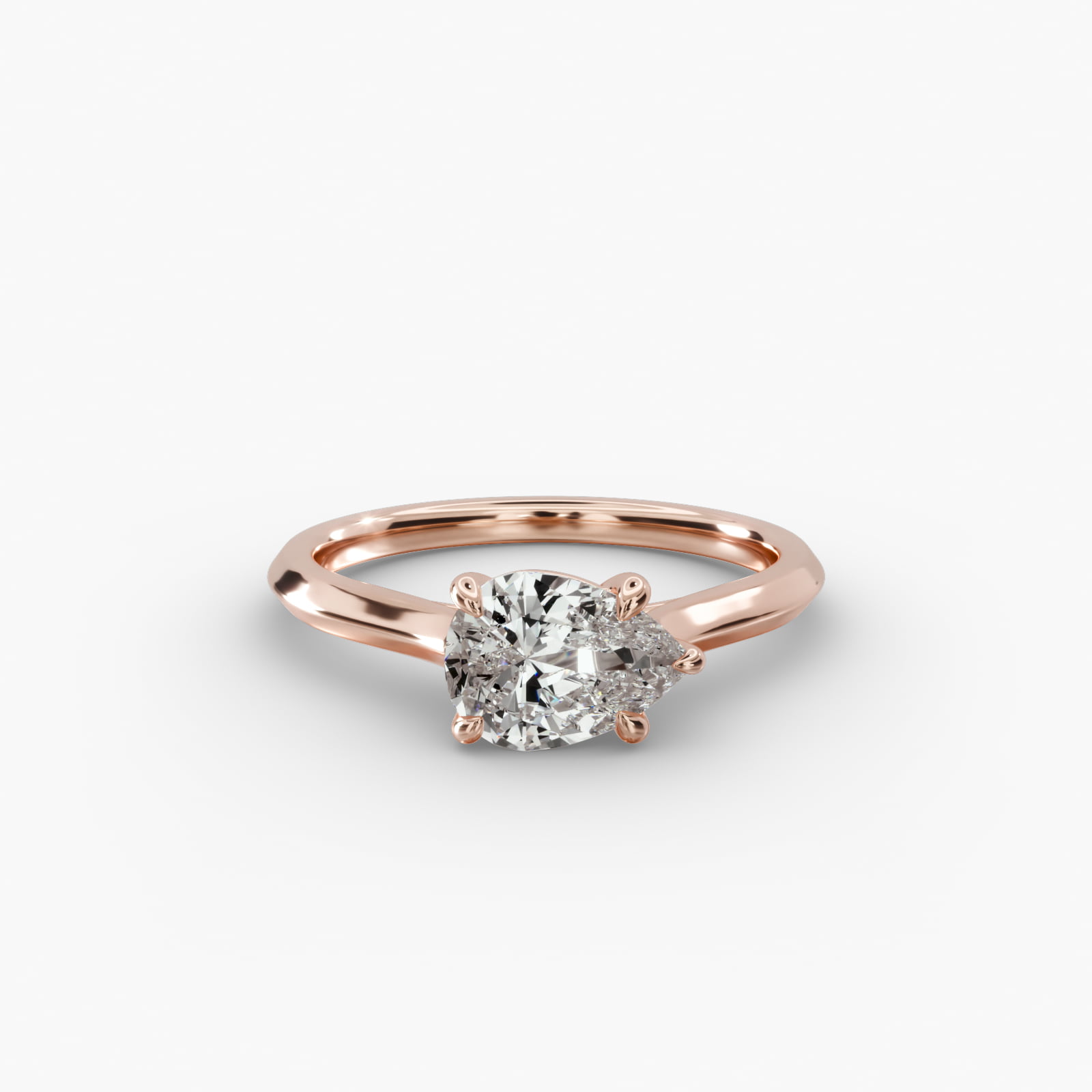 East West Knife Edge Cathedral Solitaire Engagement Ring In 14K Rose ...