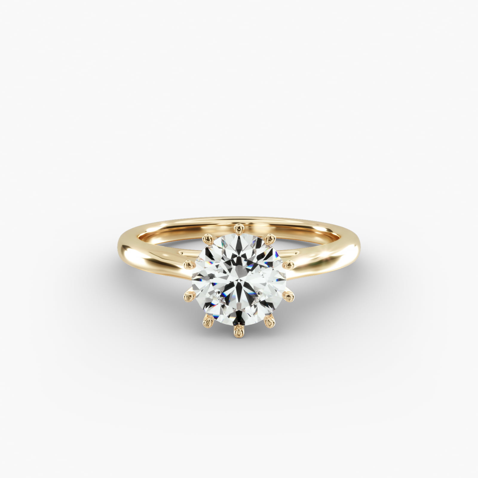 Ten Prong Solitaire Engagement Ring In 18K Yellow Gold-18099y