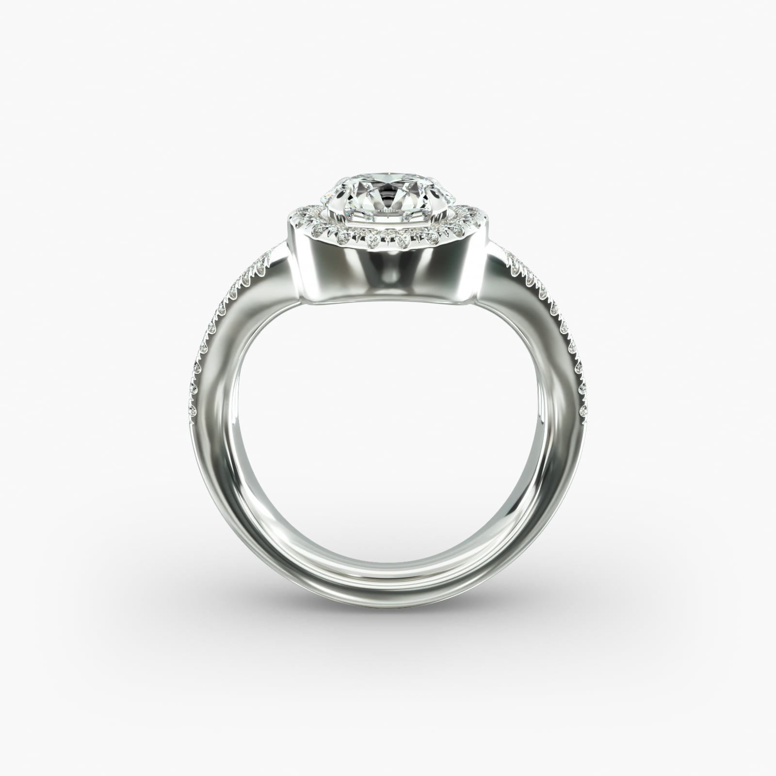 Cascade Diamond Halo Engagement Ring In Platinum-18105p