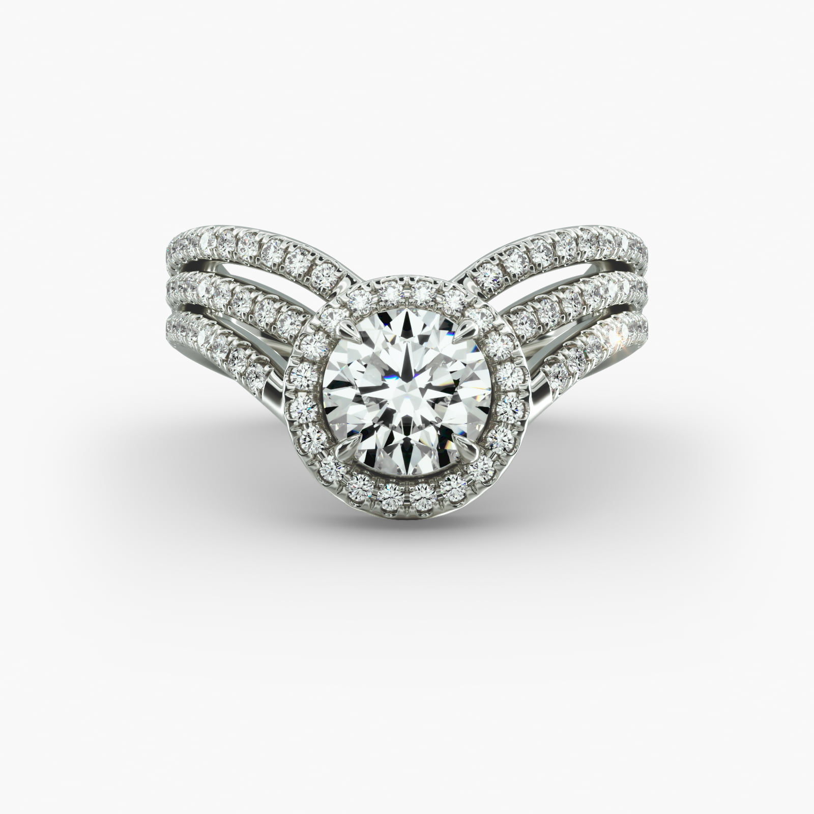 Cascade Diamond Halo Engagement Ring In Platinum-18105p