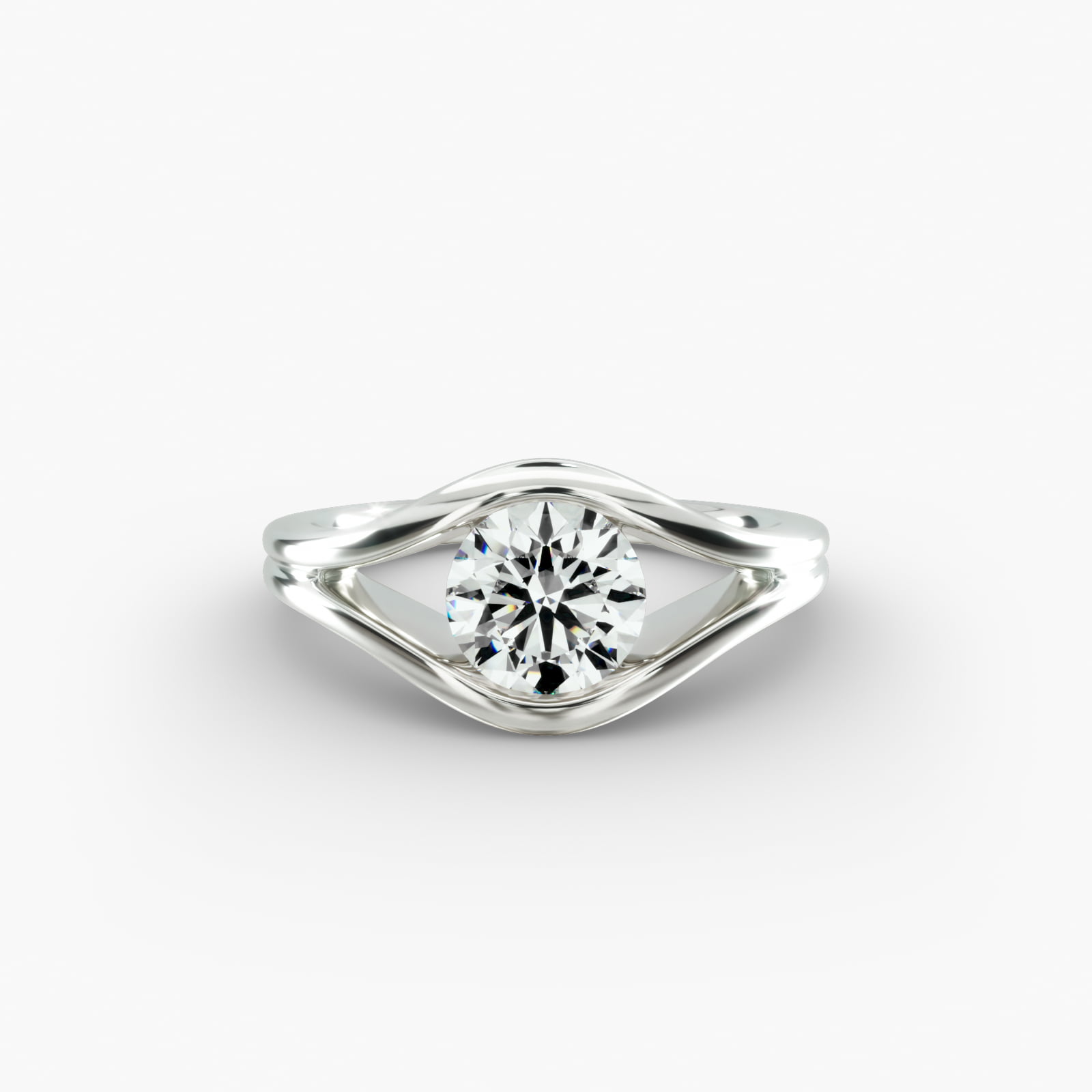 Oculus Solitaire Engagement Ring In 18K White Gold-18128w
