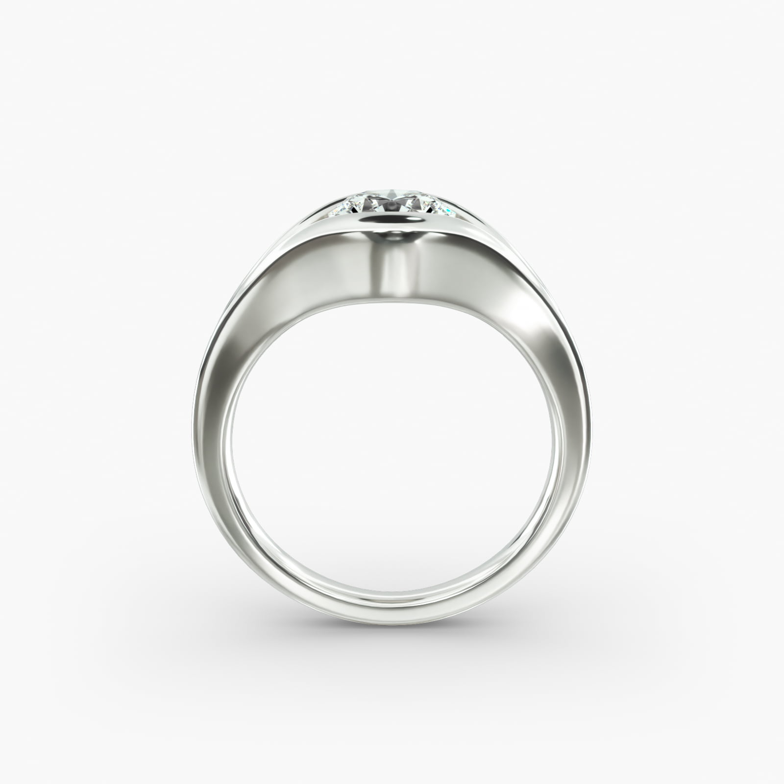 Oculus Solitaire Engagement Ring In 14K White Gold-18128w14