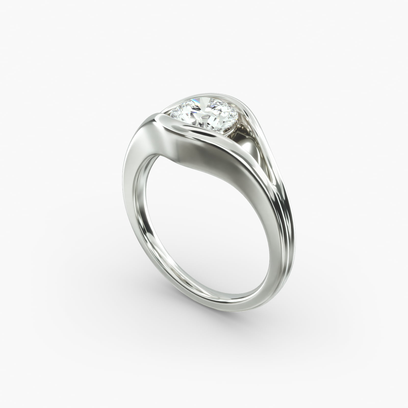 Oculus Solitaire Engagement Ring In 14K White Gold-18128w14