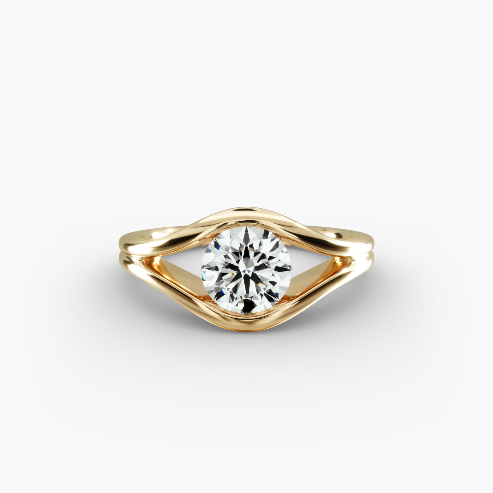 Oculus Solitaire Engagement Ring In 14K Yellow Gold-18128y14